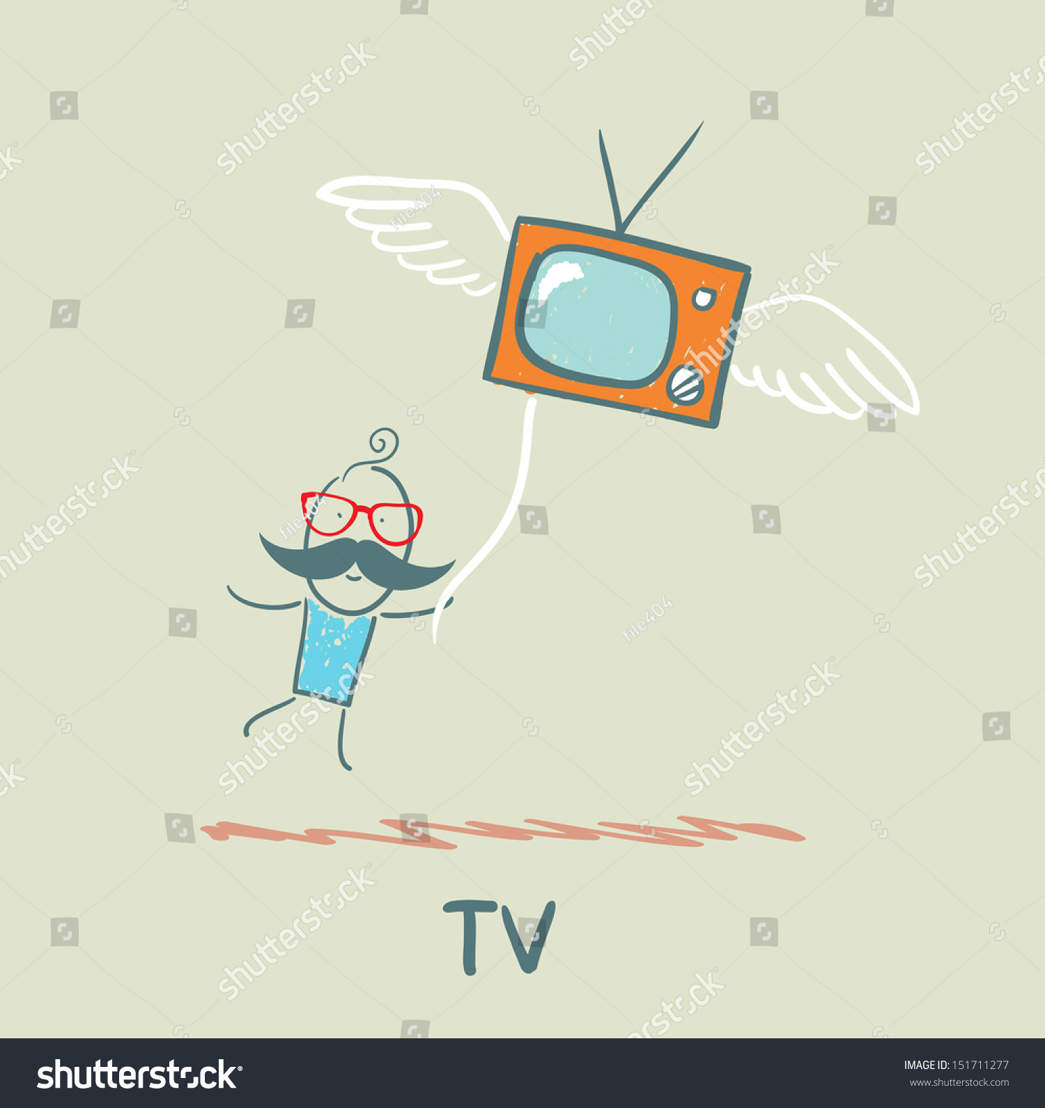 Man Flying Tv Stock Vector (Royalty Free) 151711277 | Shutterstock