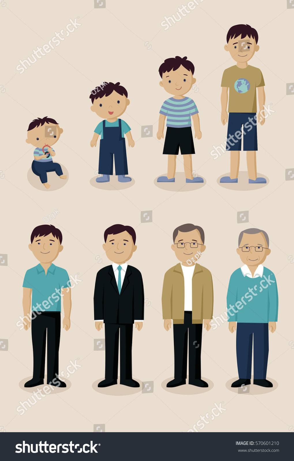 Man Generation Growing Stages Vector: vector de stock (libre de ...