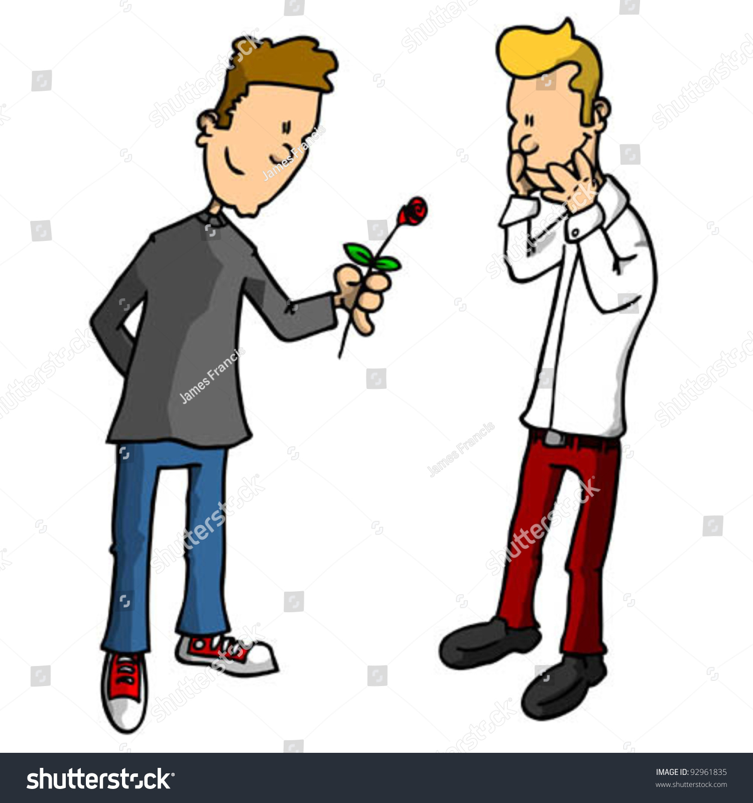 Man Giving Man Flower Vector Stock Vector (Royalty Free) 92961835