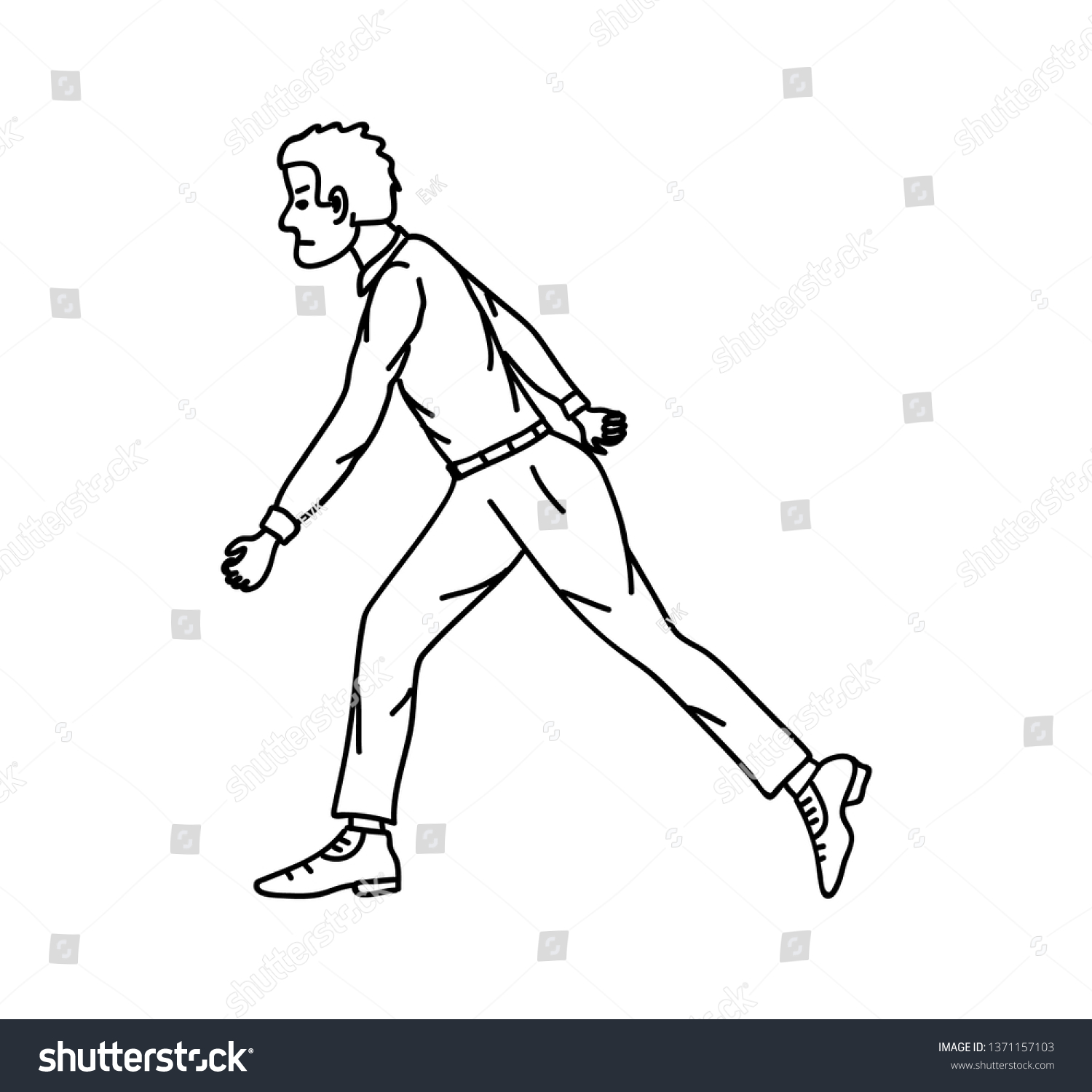 Man Goes Forward Side View Doodle Stock Vector (Royalty Free ...
