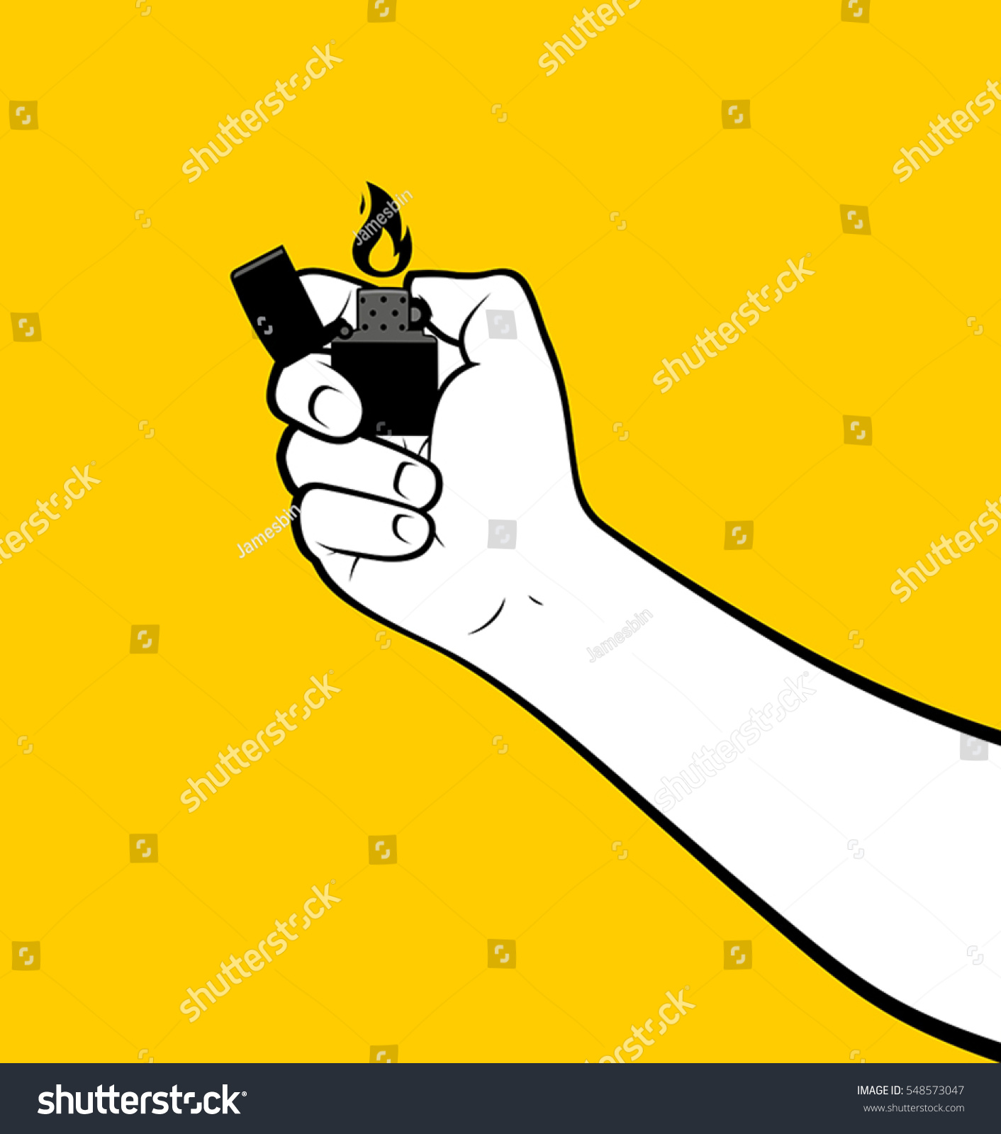 Man Hand Holding Lighter Stock Vector (Royalty Free) 548573047