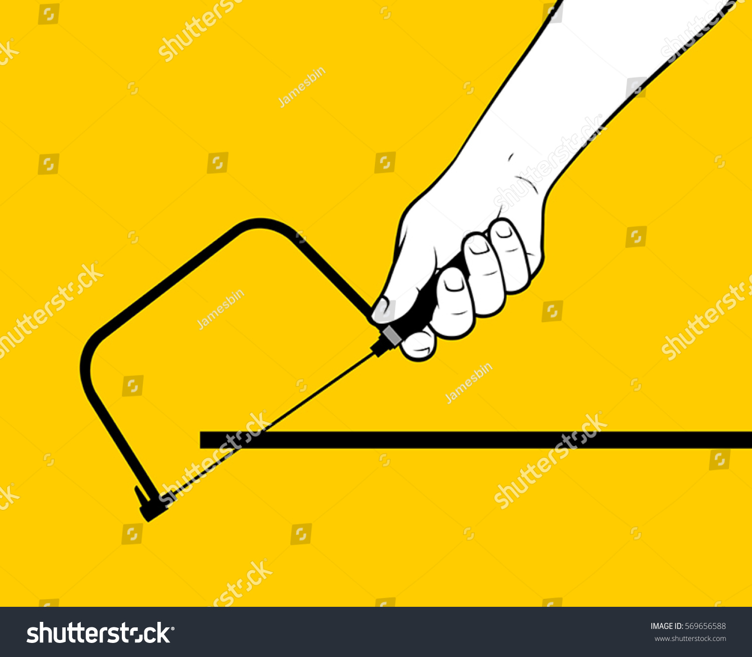 Man Hand Using Coping Saw Stock Vector (Royalty Free) 569656588