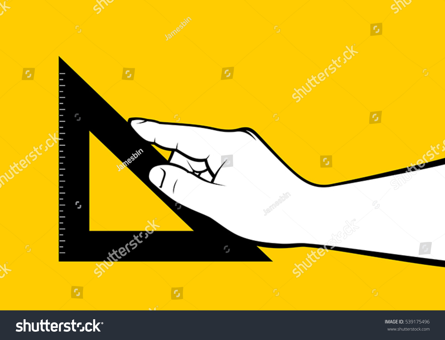 Man Hand Using Set Square Instrument Stock Vector (Royalty Free ...