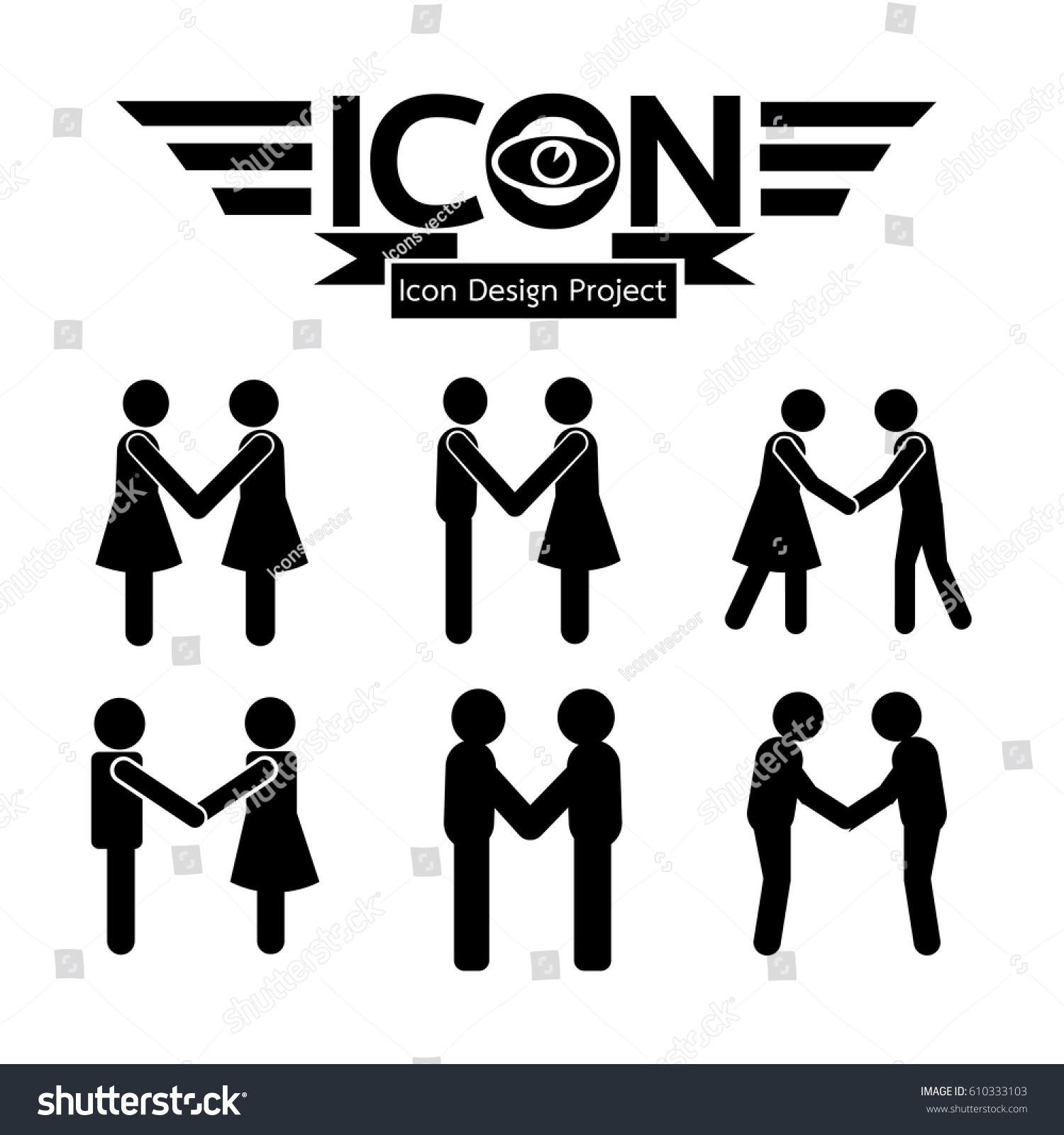 Man Handshake Icon Stock Vector (Royalty Free) 610333103