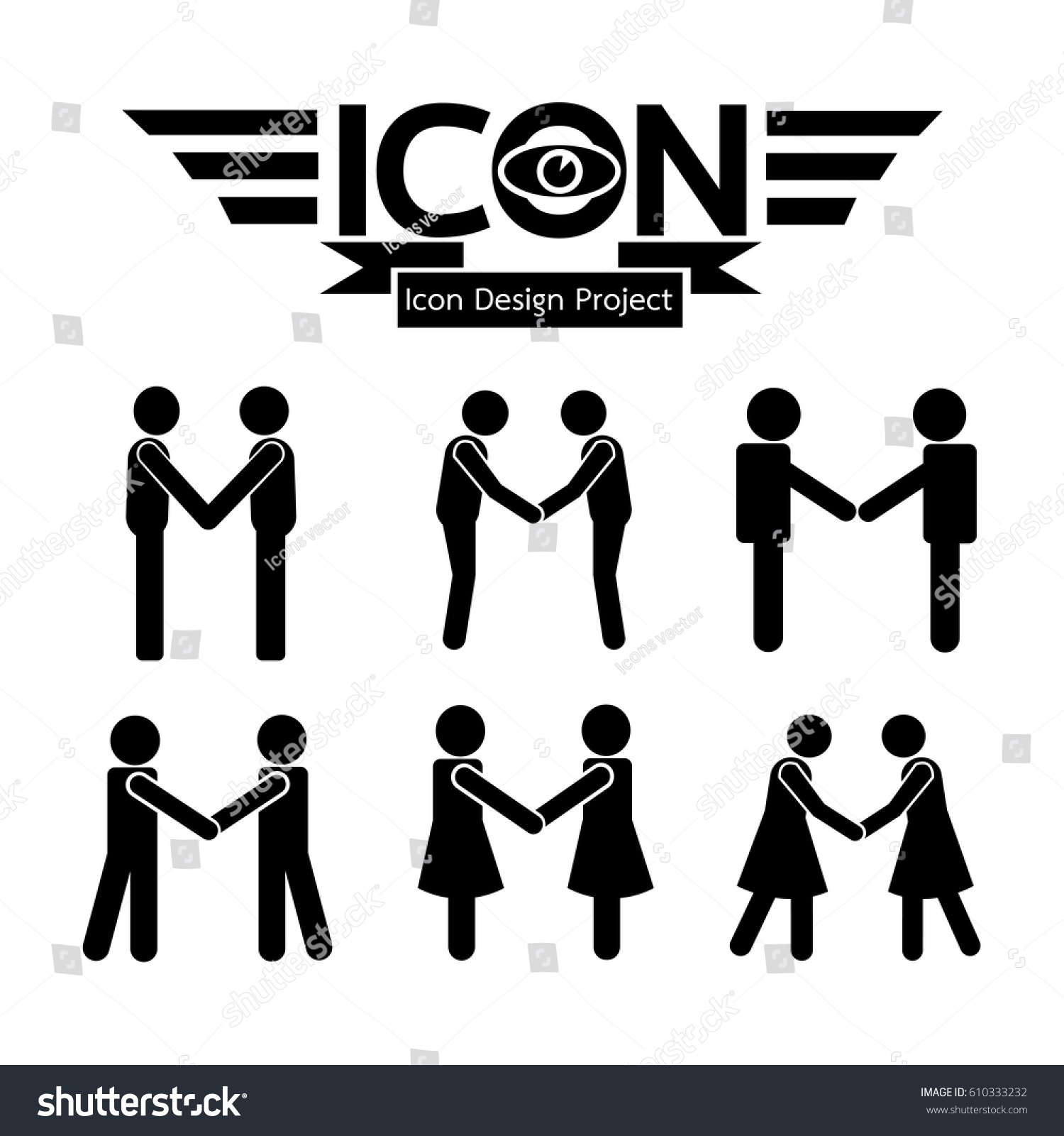 Man Handshake Icon Stock Vector (Royalty Free) 610333232