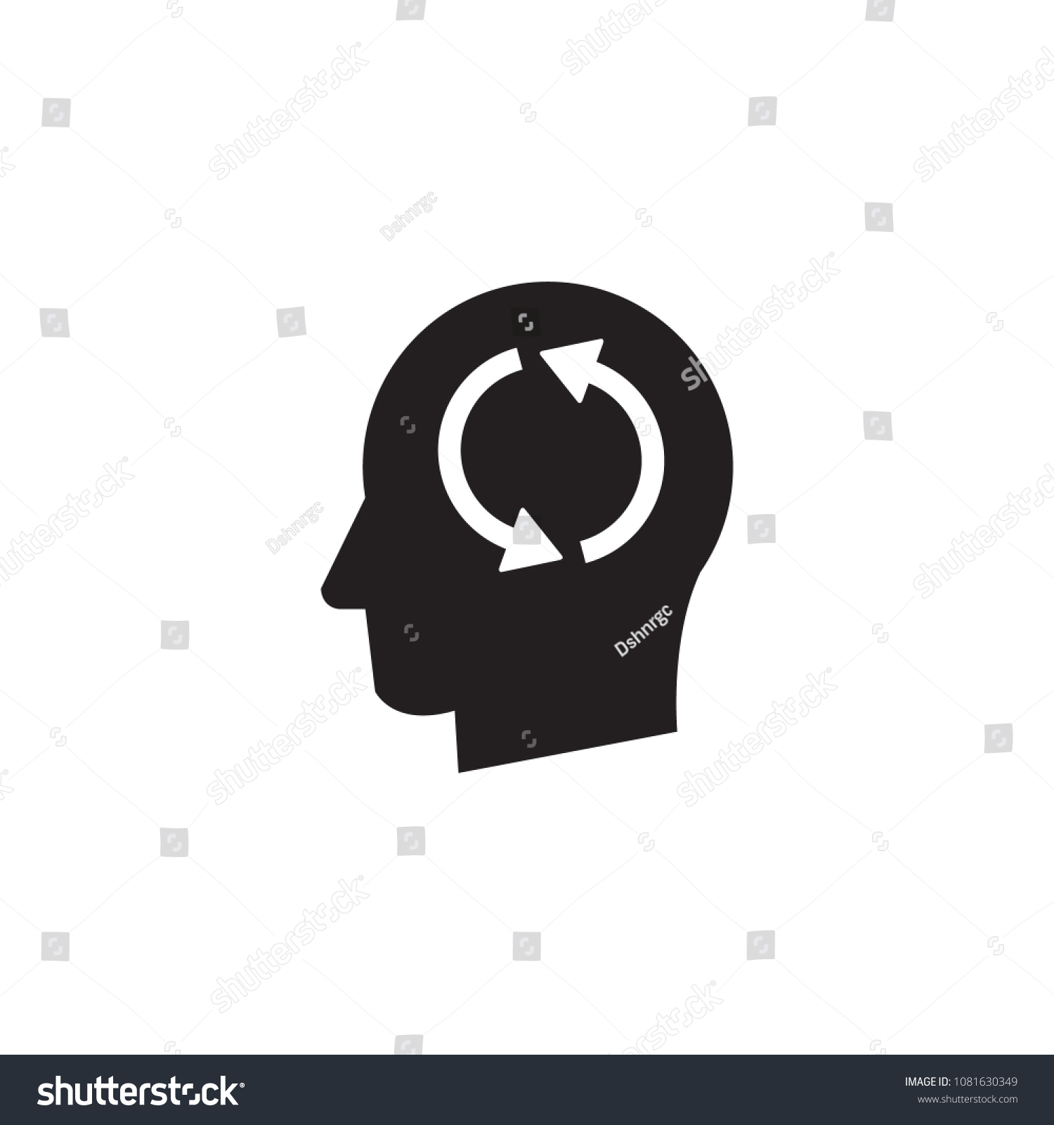 Man Head Mind Thinking Reload Refresh Stock Vector (Royalty Free ...