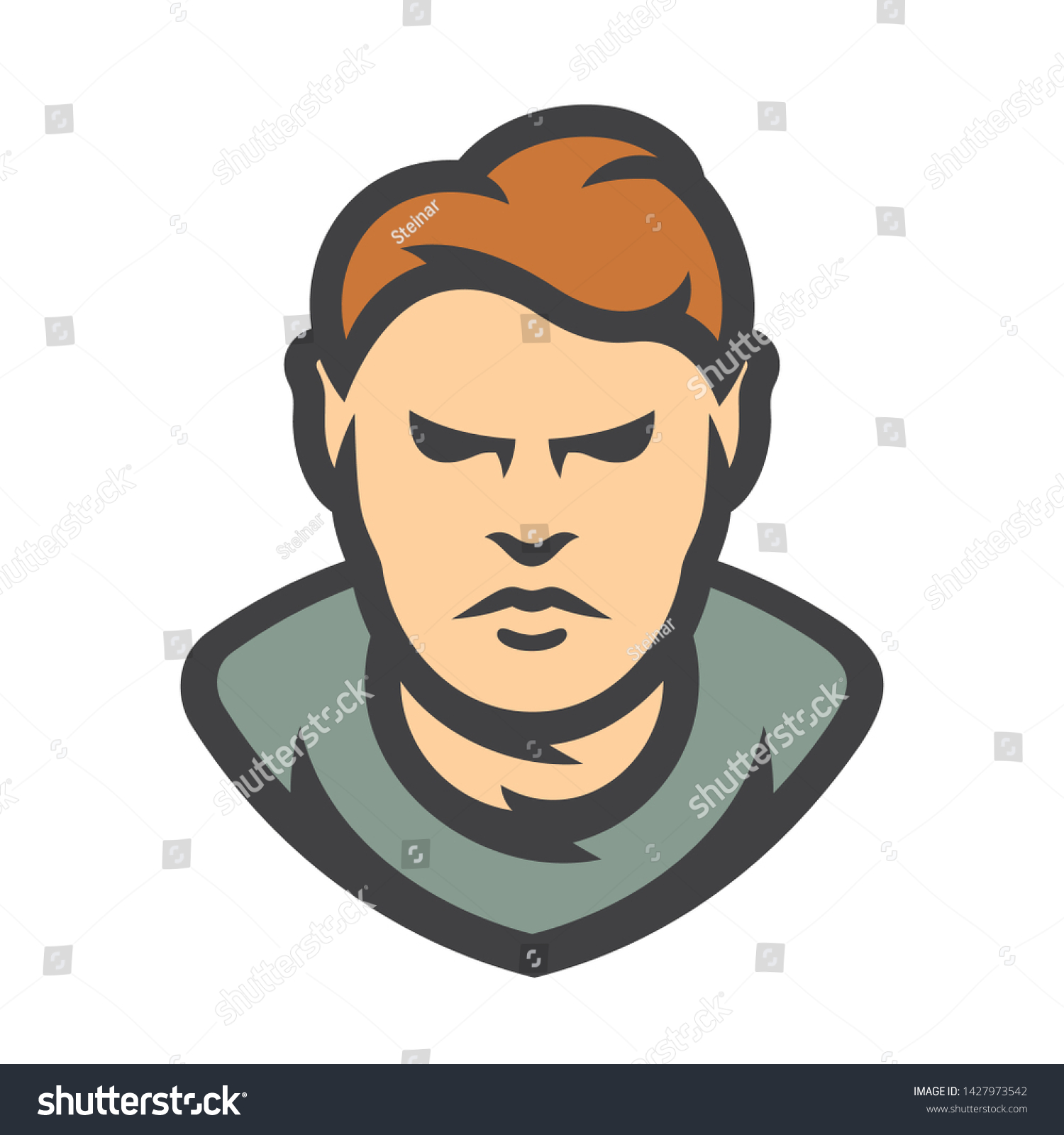 Man Head Vector Cartoon Illustration Vector De Stock Libre De