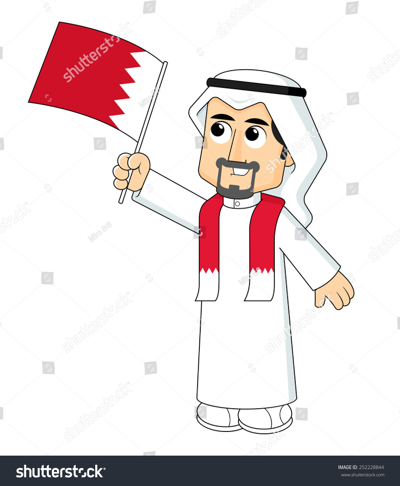 Man Holding Bahrain Flag Stock Vector 252228844 : Shutterstock
