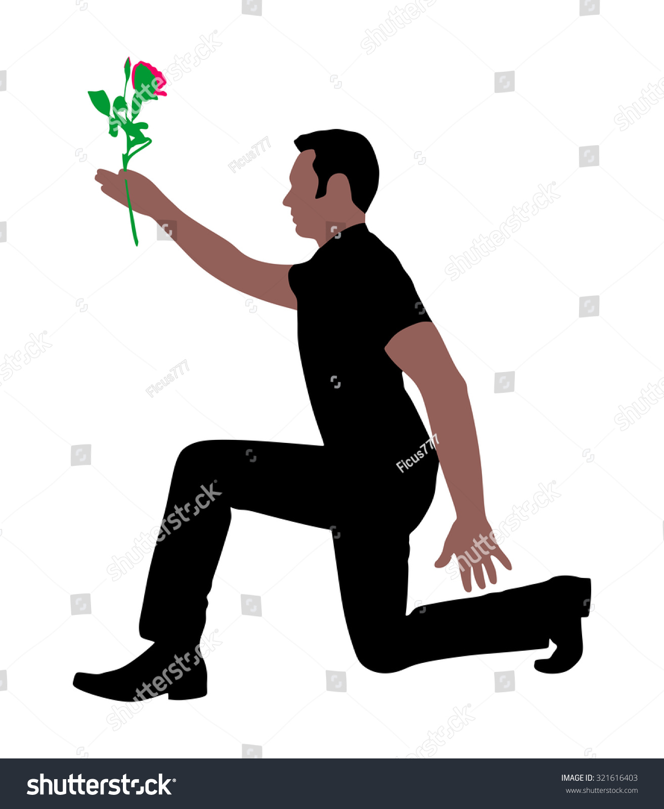Man Holding Flower Vector Stock Vector (Royalty Free) 321616403 ...