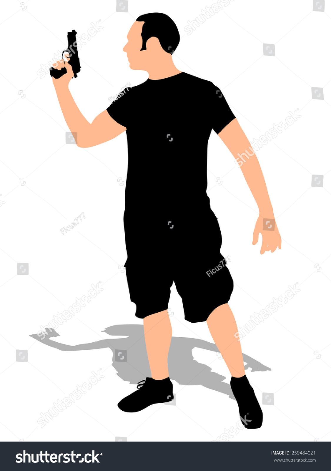 Man Holding Gun Vector Stock Vector (Royalty Free) 259484021
