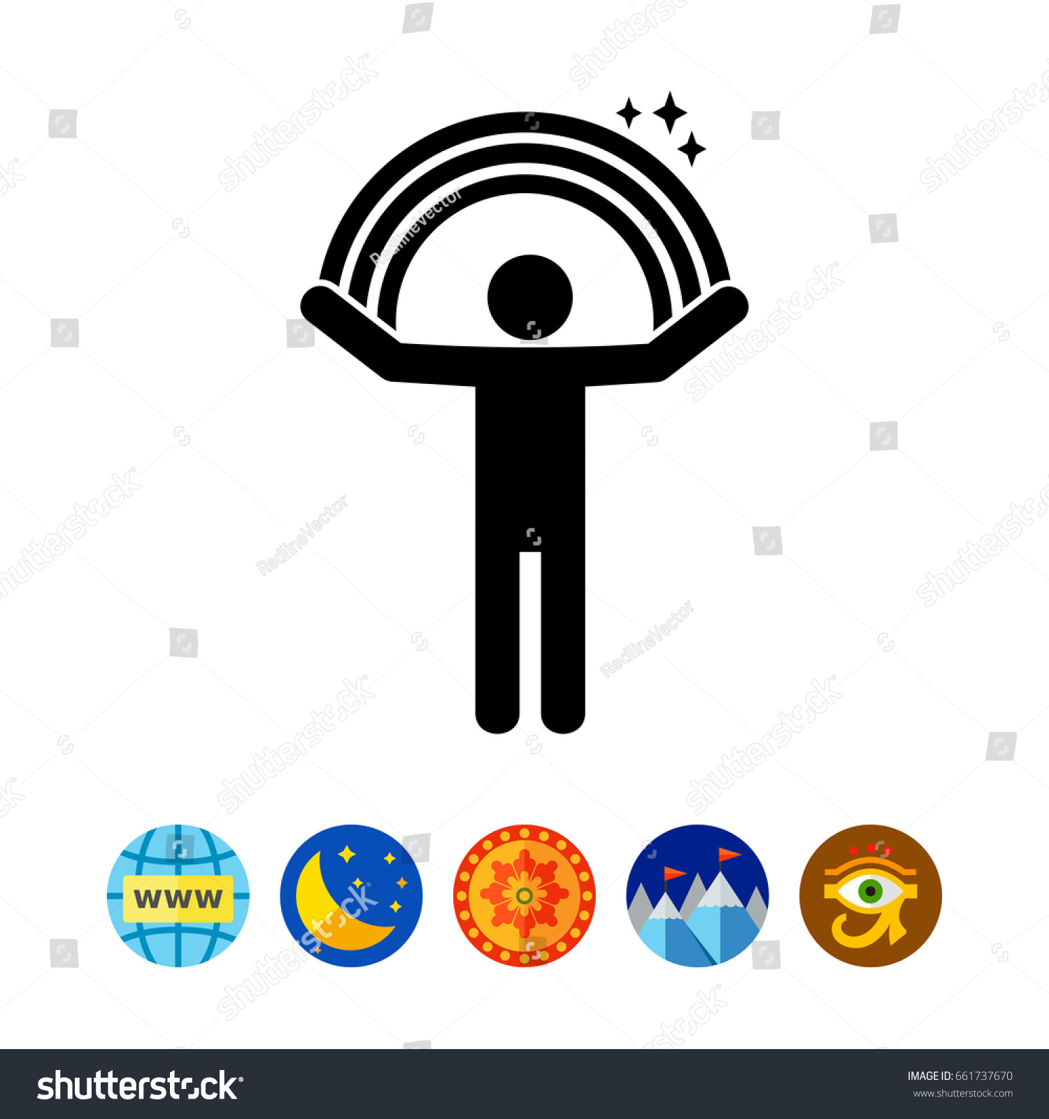 Man Holding Rainbow Icon Stock Vector (Royalty Free) 661737670 ...