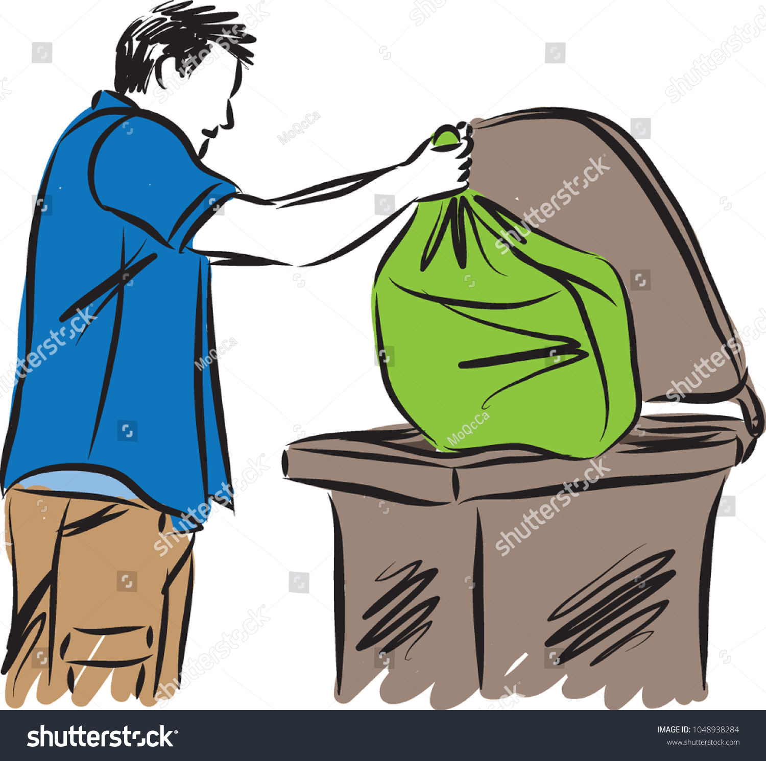 Man Illustration Taking Out Garbage Vector Stock Vector (Royalty Free ...