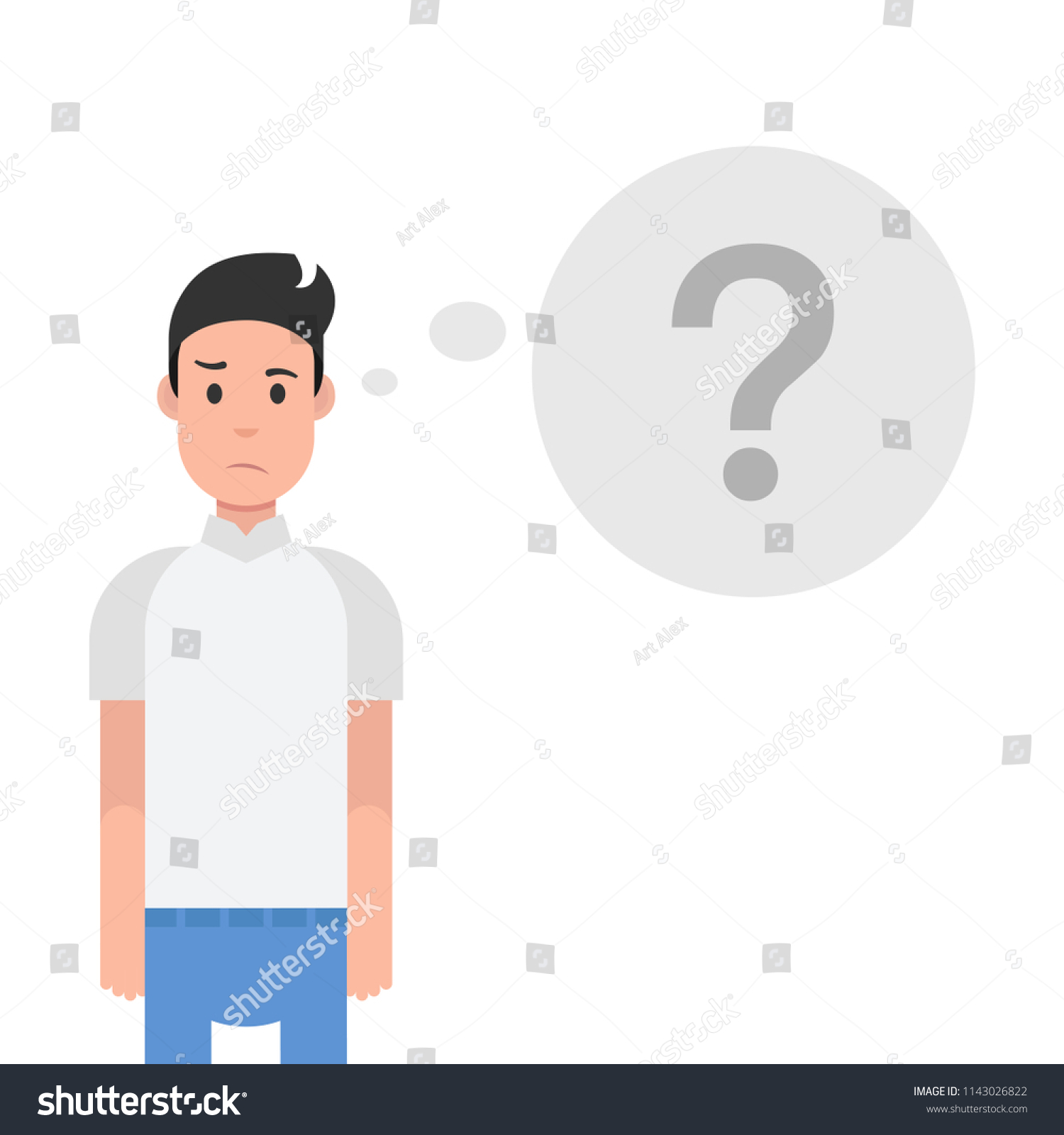 Man Thinking Question Mark Character Design: เวกเตอร์สต็อก (ปลอดค่า ...