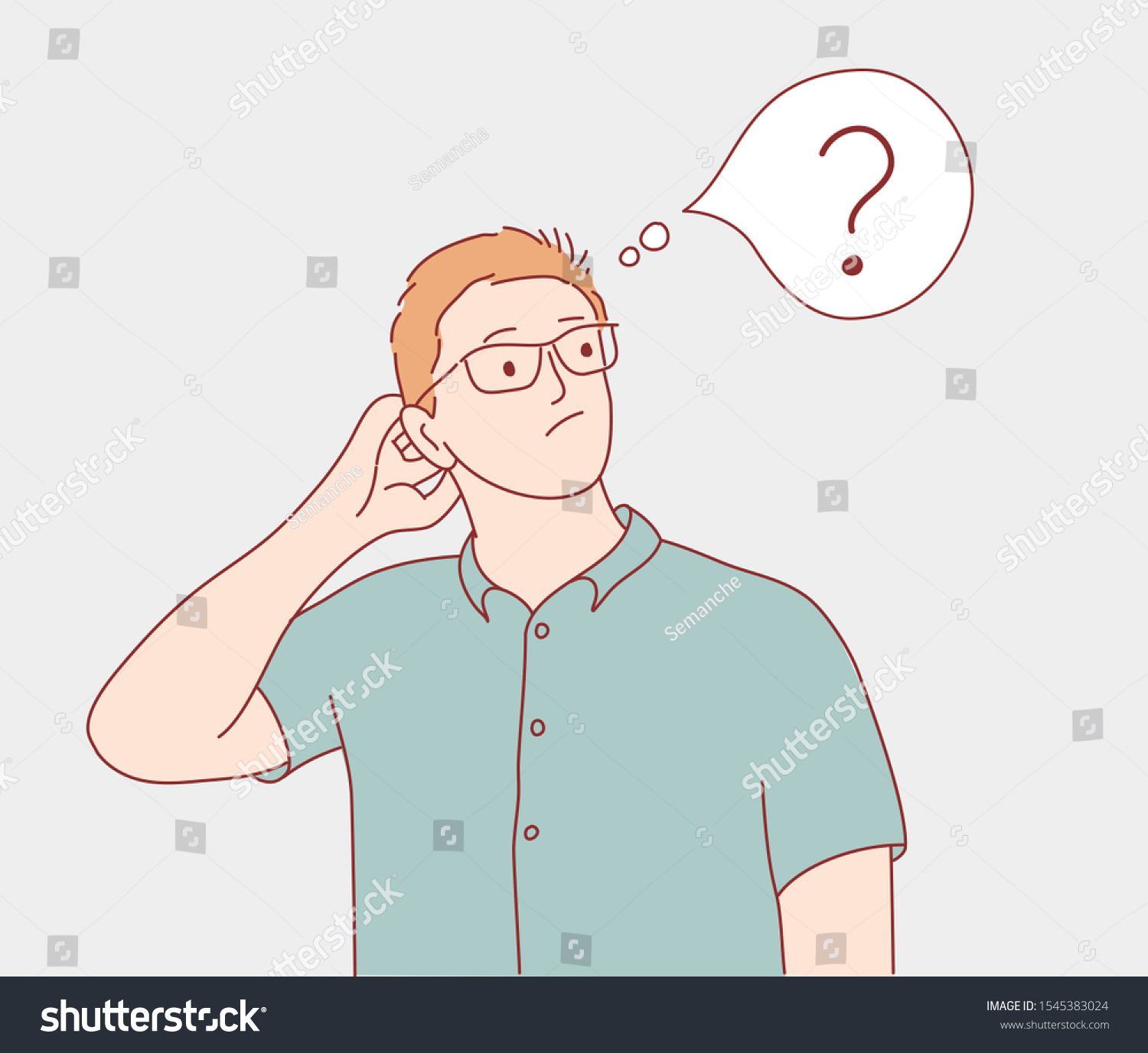 Man Thinking Question Mark Hand Drawn Stock Vector (Royalty Free ...