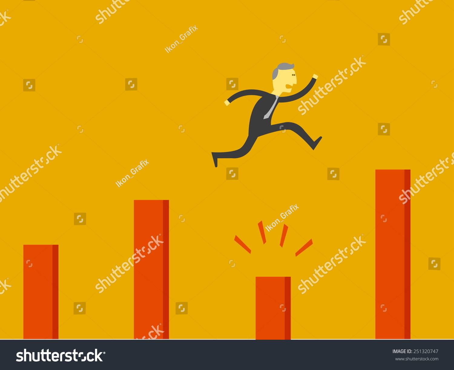 Man Jump Across Poor Chart Stock Vector (Royalty Free) 251320747