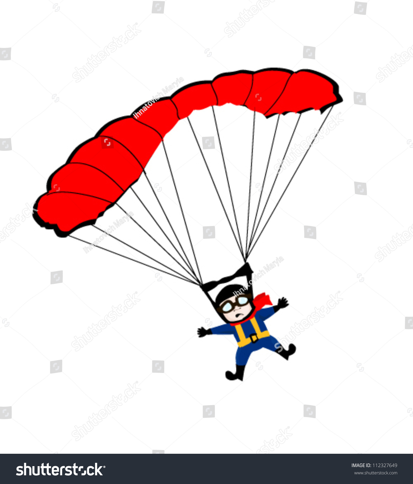 Man Jumping Parachute Stock Vector (Royalty Free) 112327649