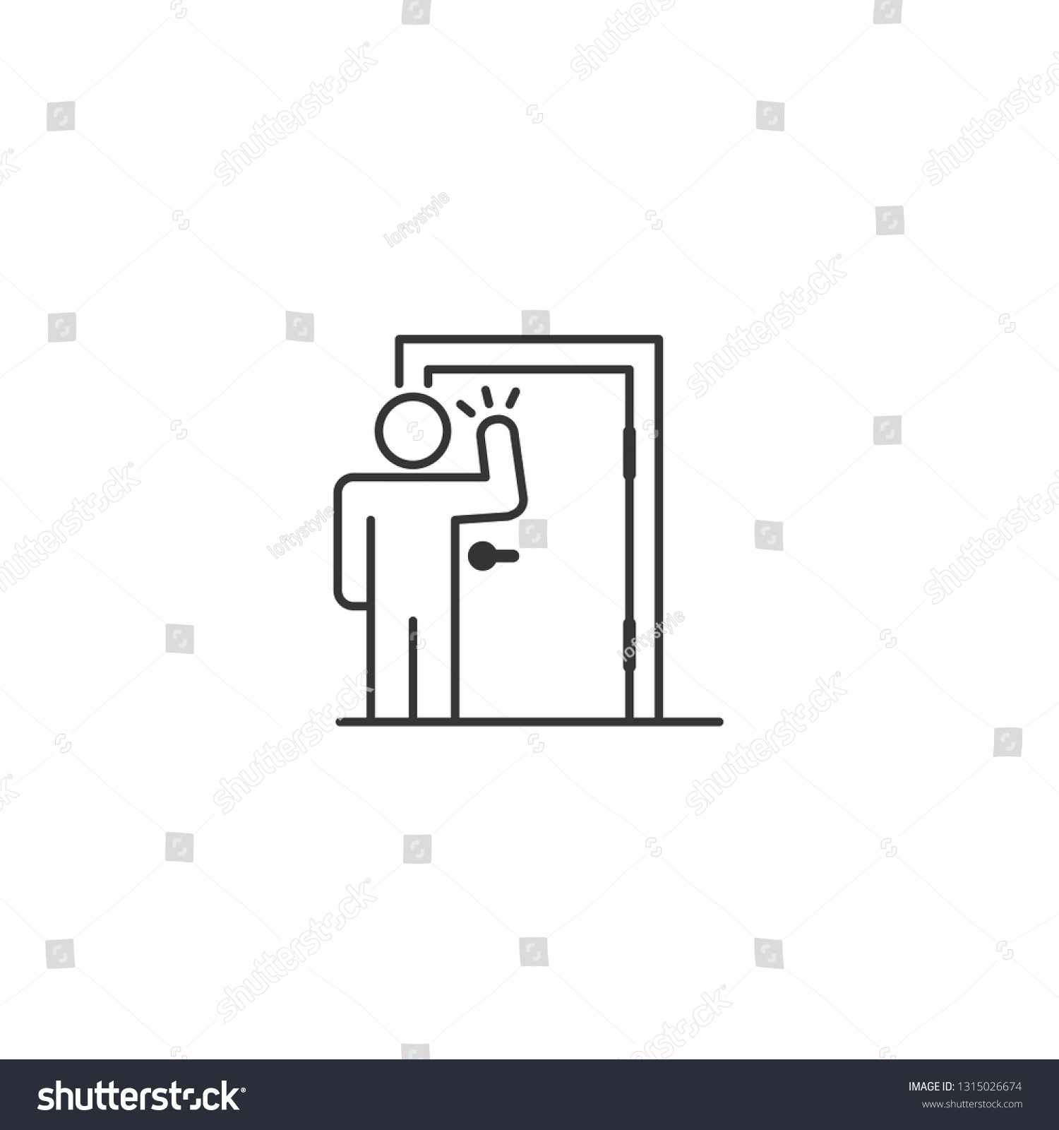 Man Knocking Door Vector Line Icon Stock Vector (Royalty Free) 1315026674