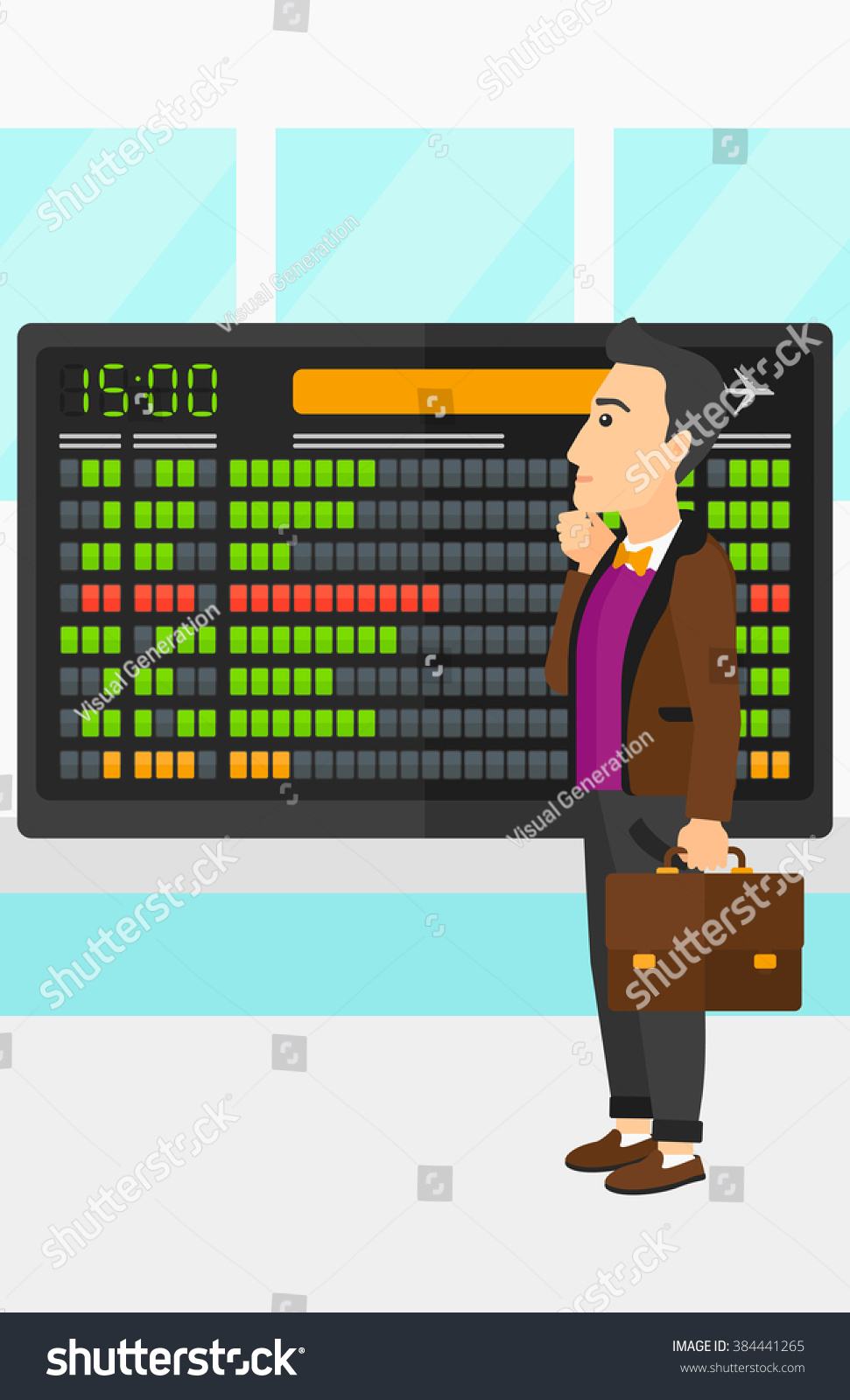 Man Looking Schedule Board Stock Vector (Royalty Free) 384441265 ...