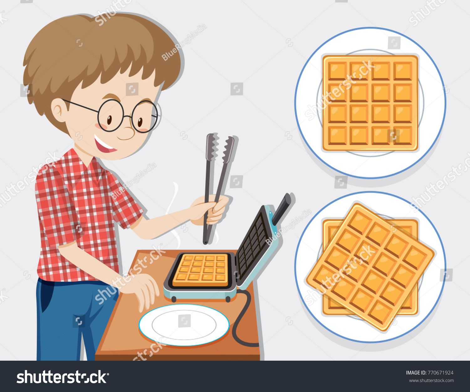 Man Making Waffle Waffle Maker Illustration Stock Vector (Royalty Free ...