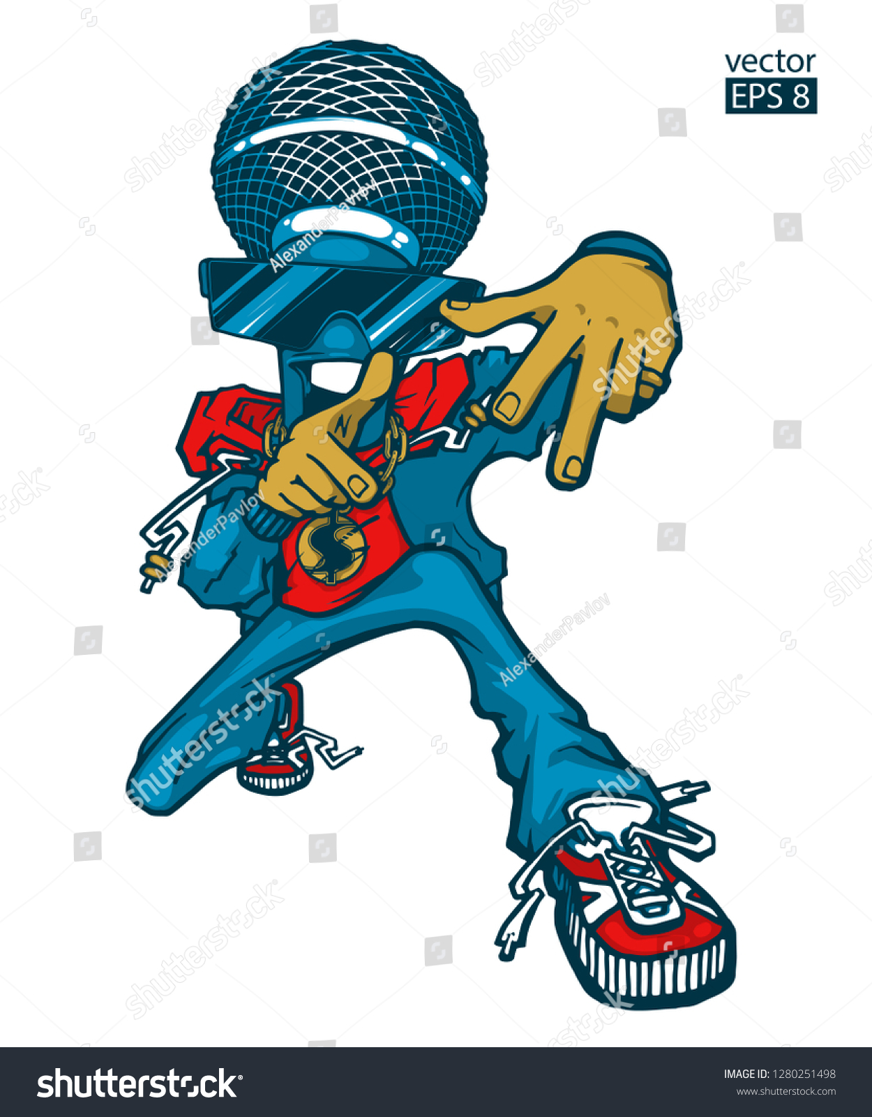 Manmicrophone Rapper Vector Graphics Isolated On 스톡 벡터(로열티 프리 ...