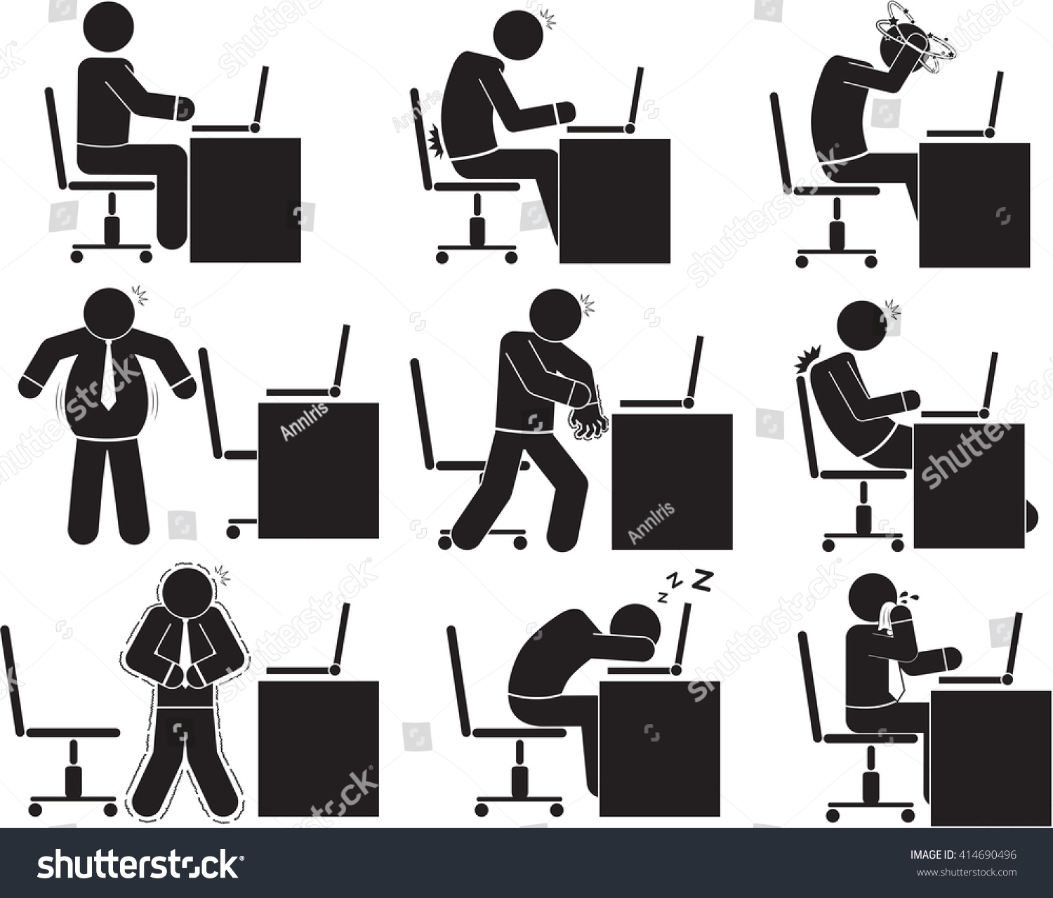 Man Office Icon Set Stock Vector (Royalty Free) 414690496