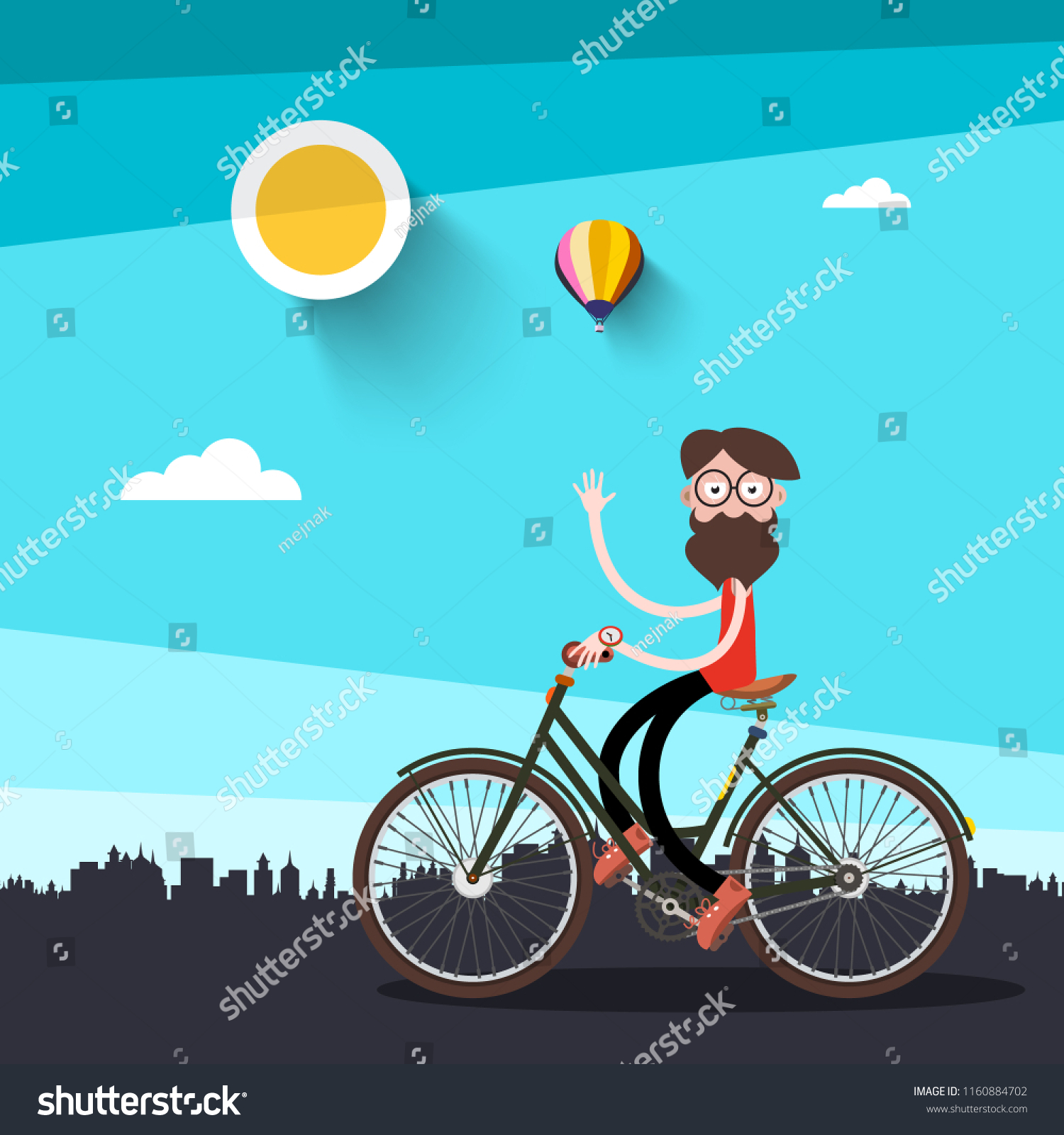 Man On Bicycle Vector Flat Design Stock Vector (Royalty Free ...