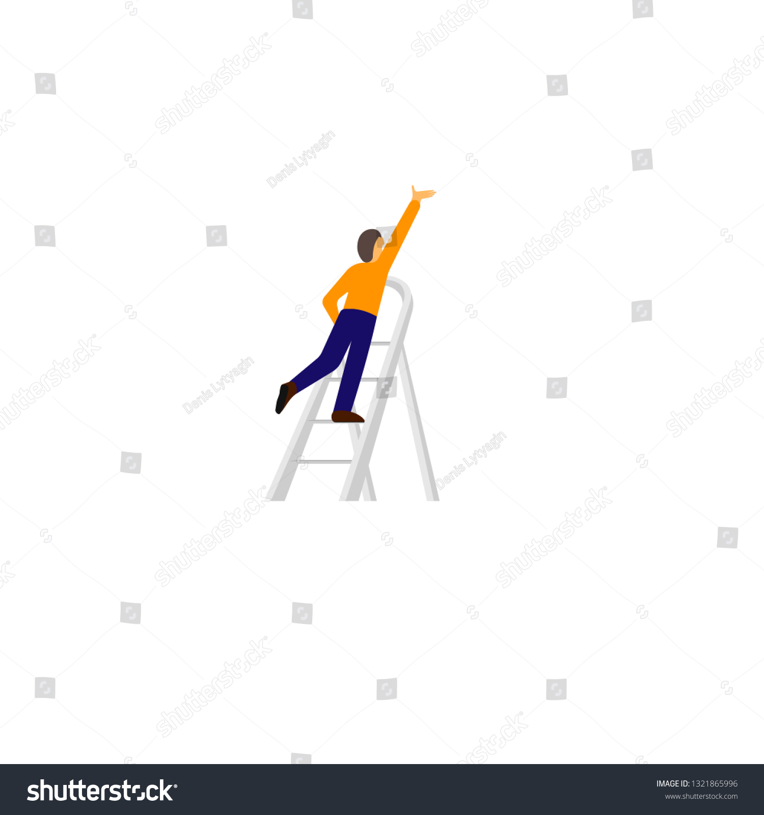 Man On Ladder Vector Graphics Stock Vector (Royalty Free) 1321865996 ...