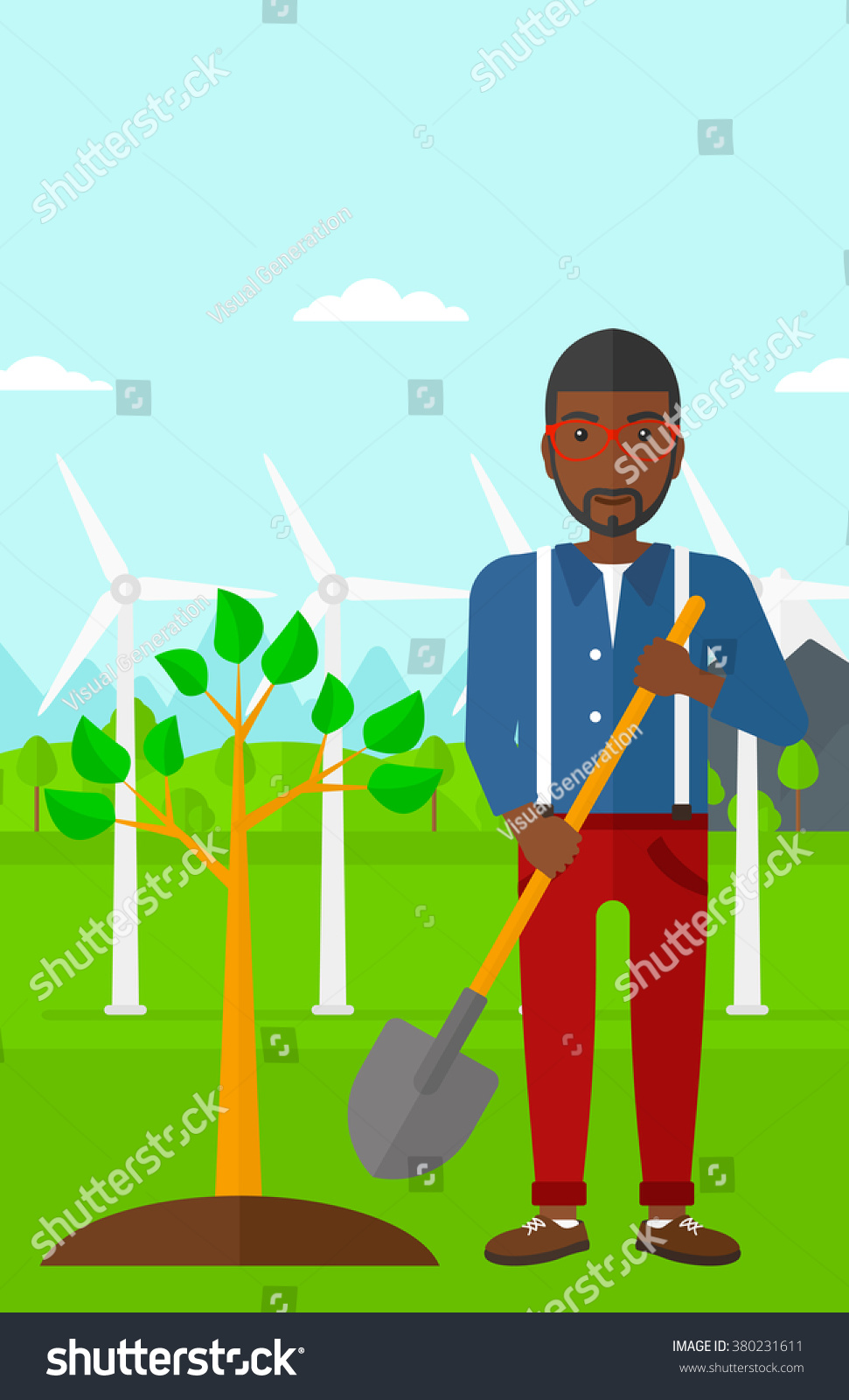 Man Plants Tree Stock Vector (Royalty Free) 380231611 | Shutterstock