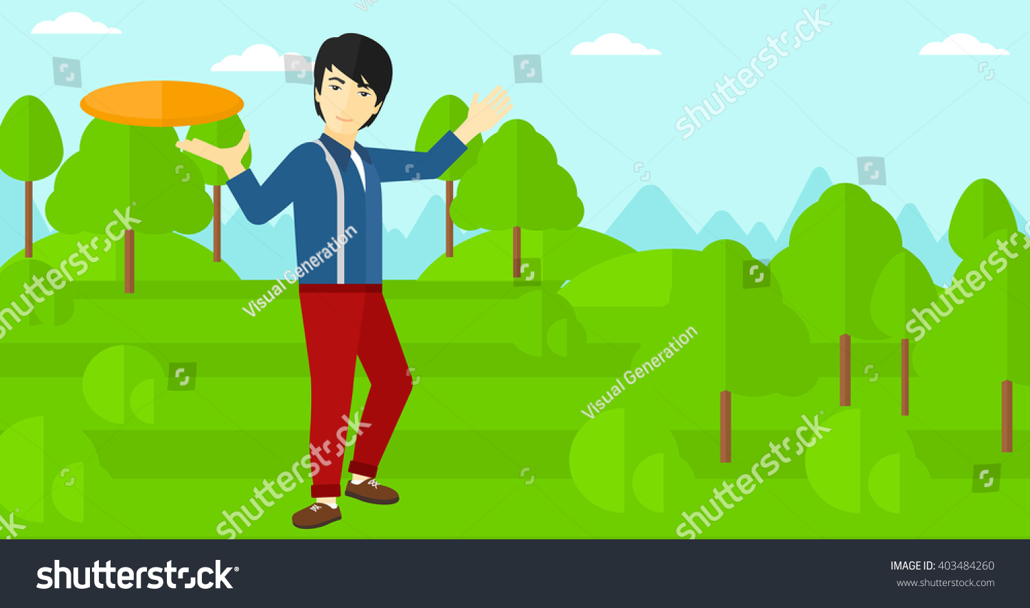 Man Playing Flying Disc Stock Vector (Royalty Free) 403484260 ...