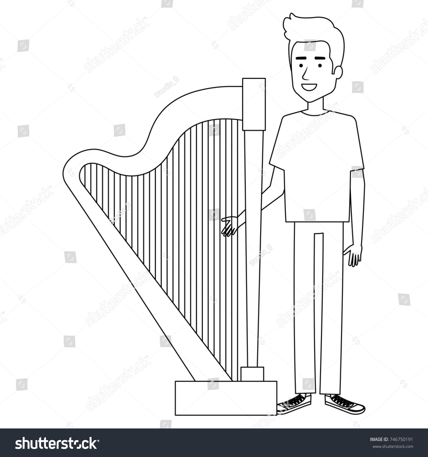 Man Playing Harp Character Stock Vector (Royalty Free) 746750191 ...