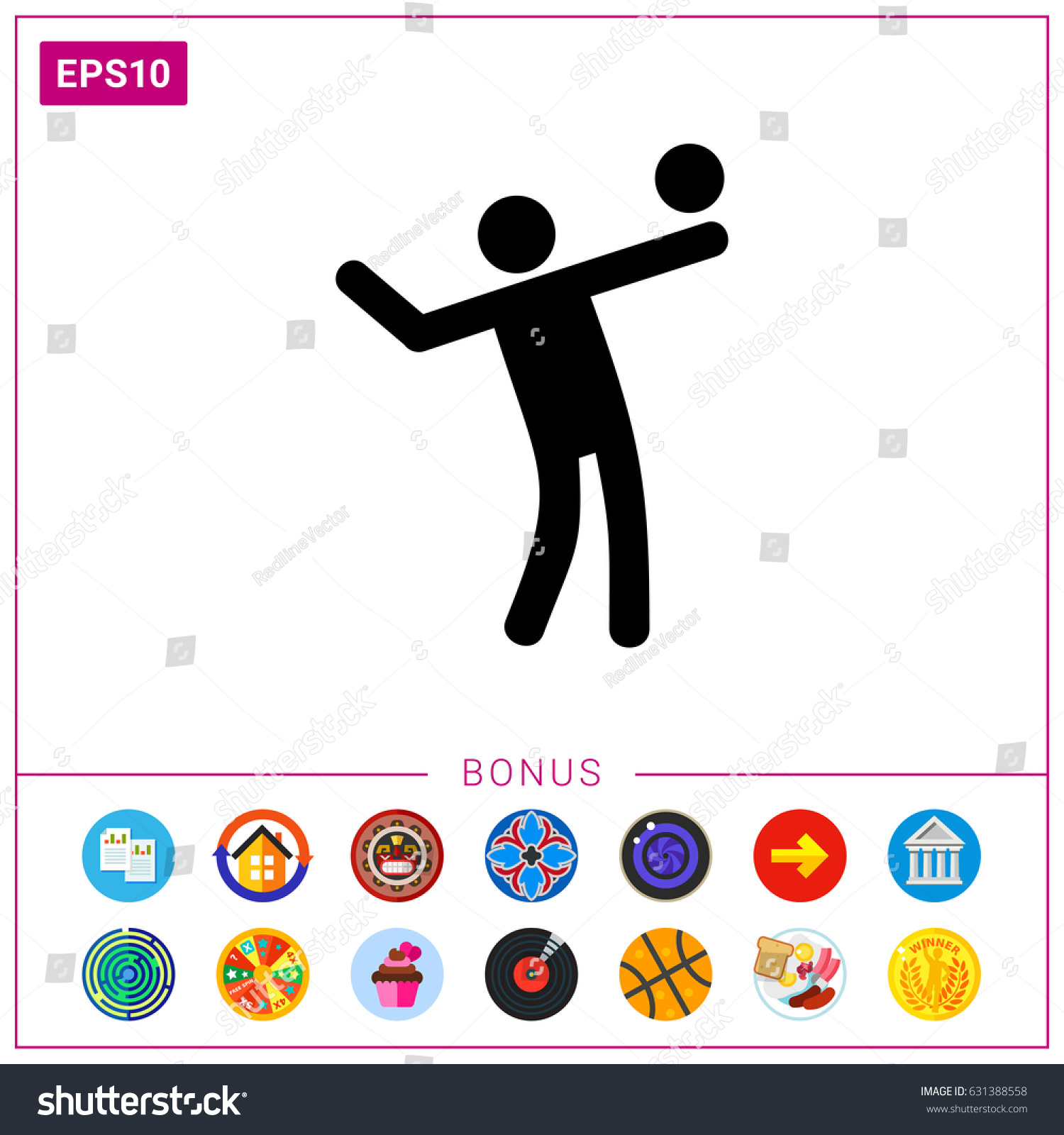 Man Playing Volleyball Icon: vector de stock (libre de regalías ...