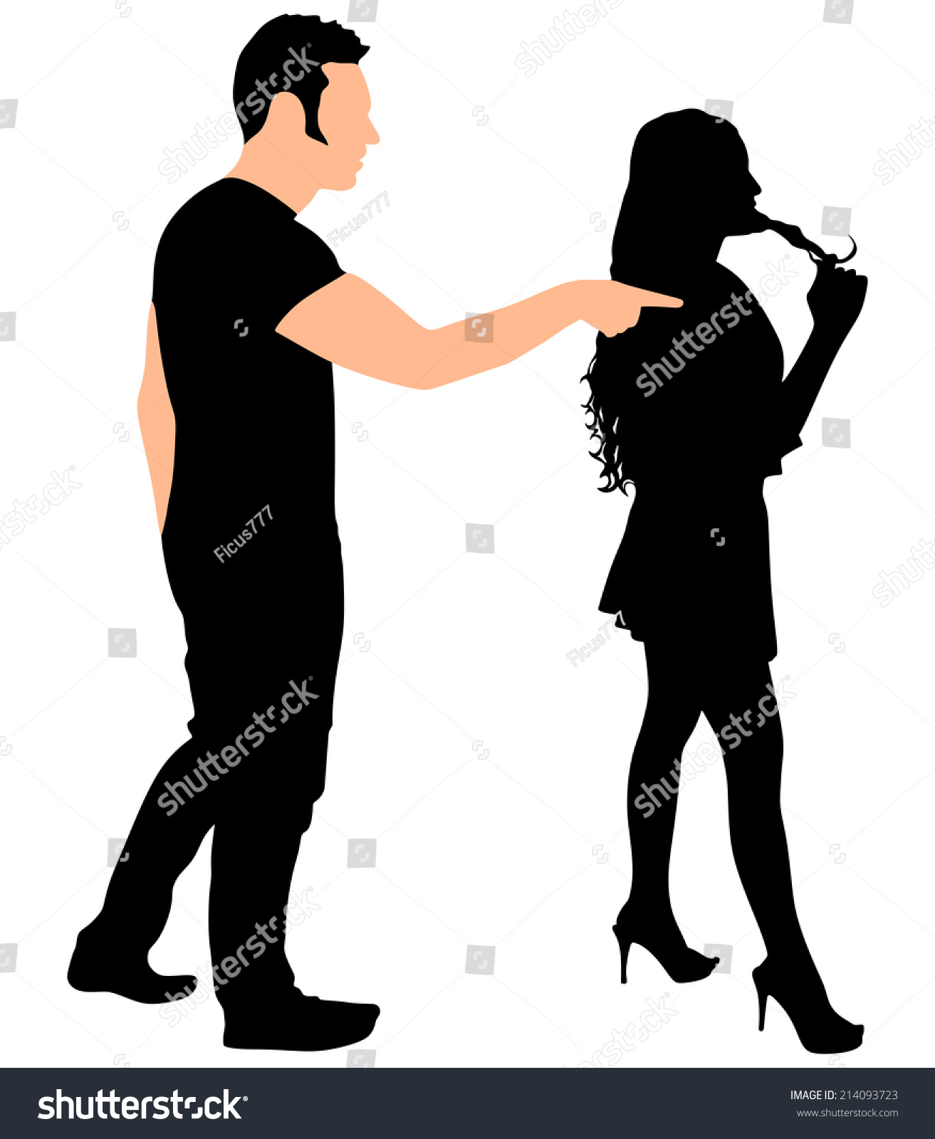 Man Pokes Girl Vector Stock Vector (Royalty Free) 214093723 | Shutterstock