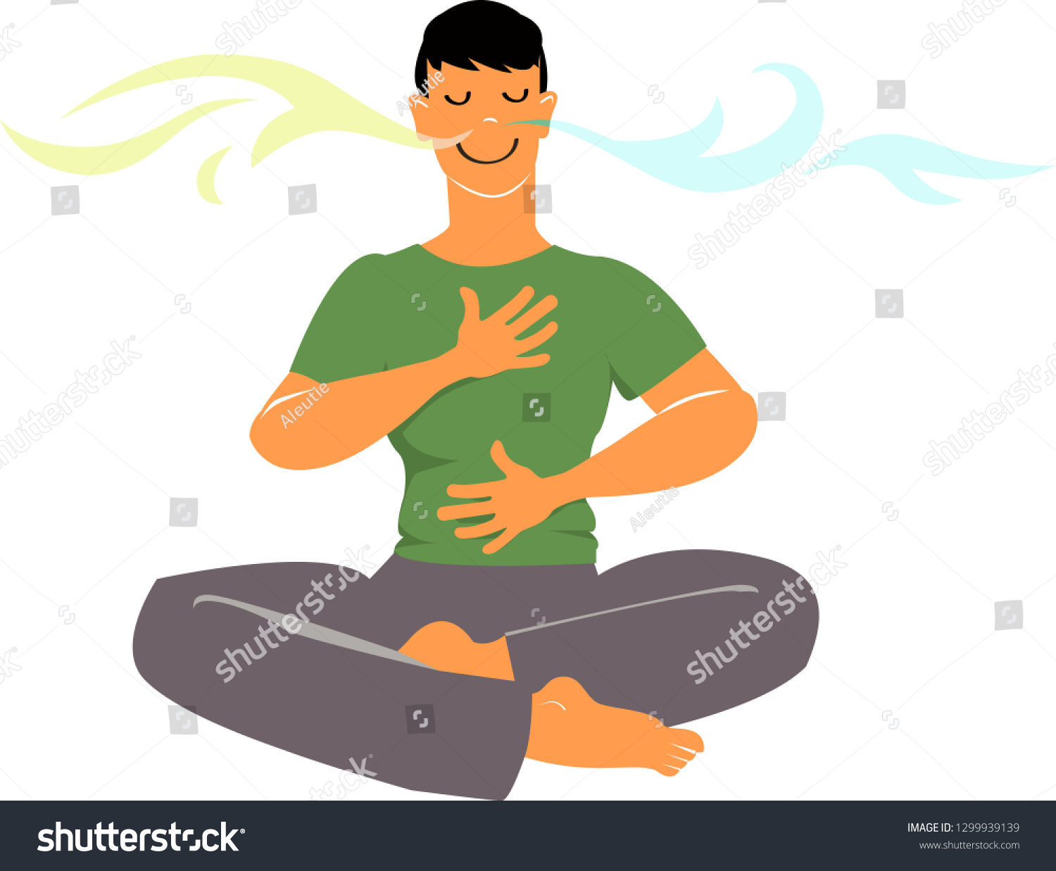 Man Practicing Breathing Exercises Eps 8: เวกเตอร์สต็อก (ปลอดค่า ...