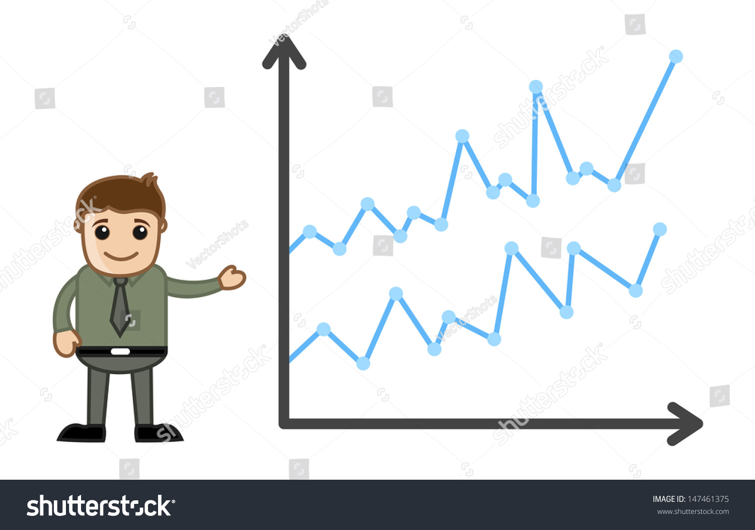 Man Presenting Graph Business Cartoon Character Stock Vector (Royalty ...