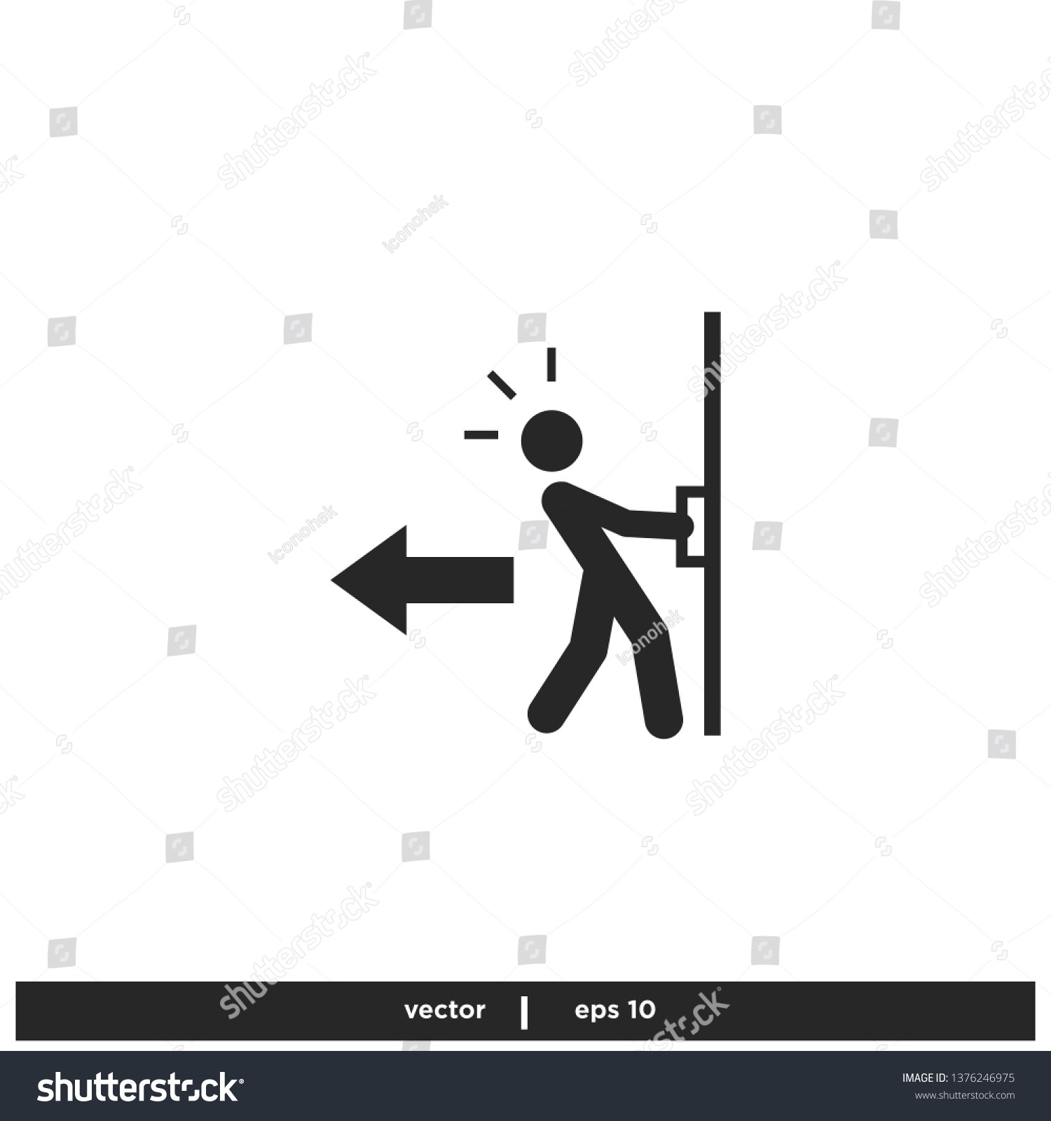 Man Pull Door Icon Symbol Stock Vector (Royalty Free) 1376246975