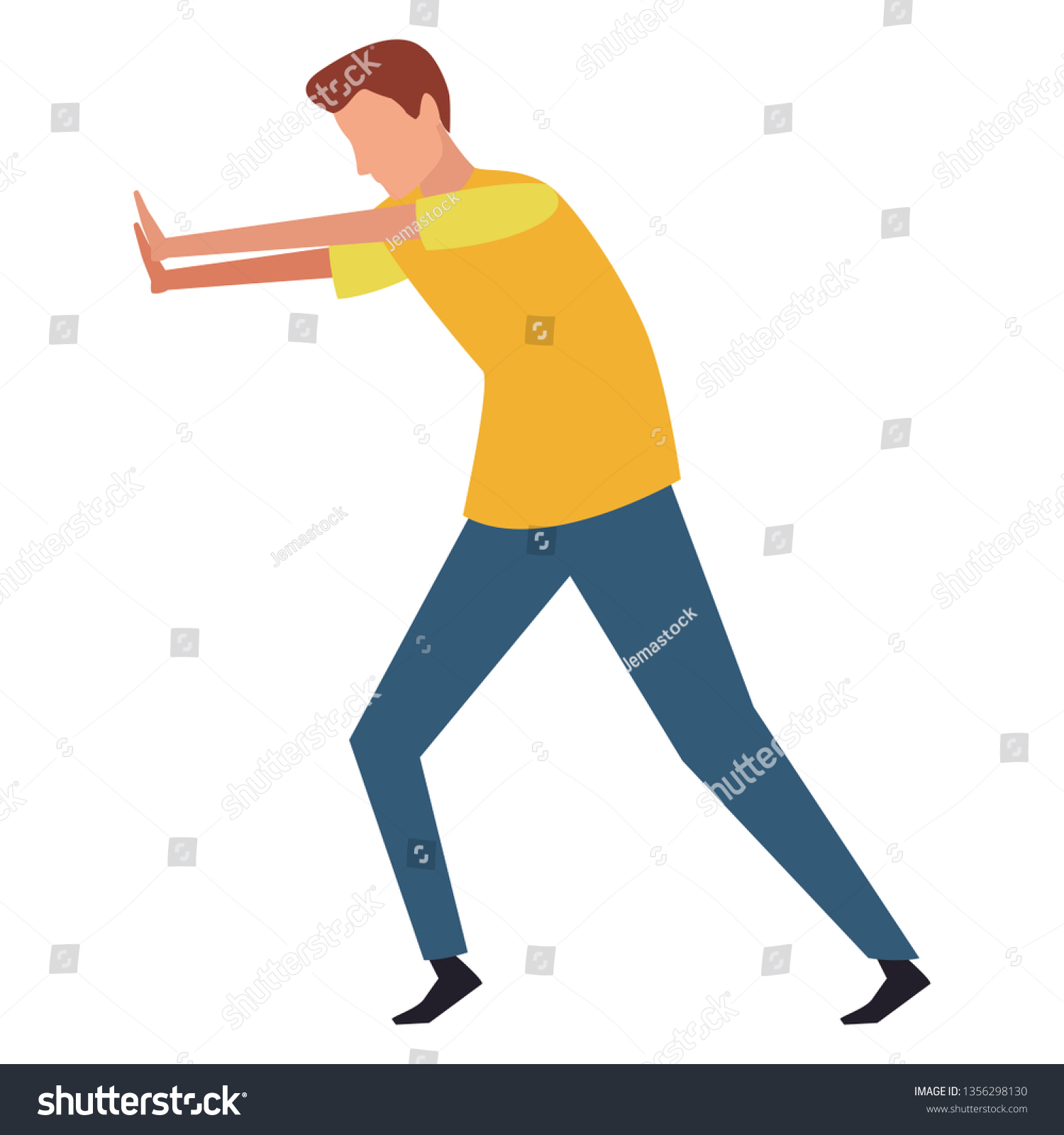 Man Pushing Something Cartoon Stock Vector (Royalty Free) 1356298130