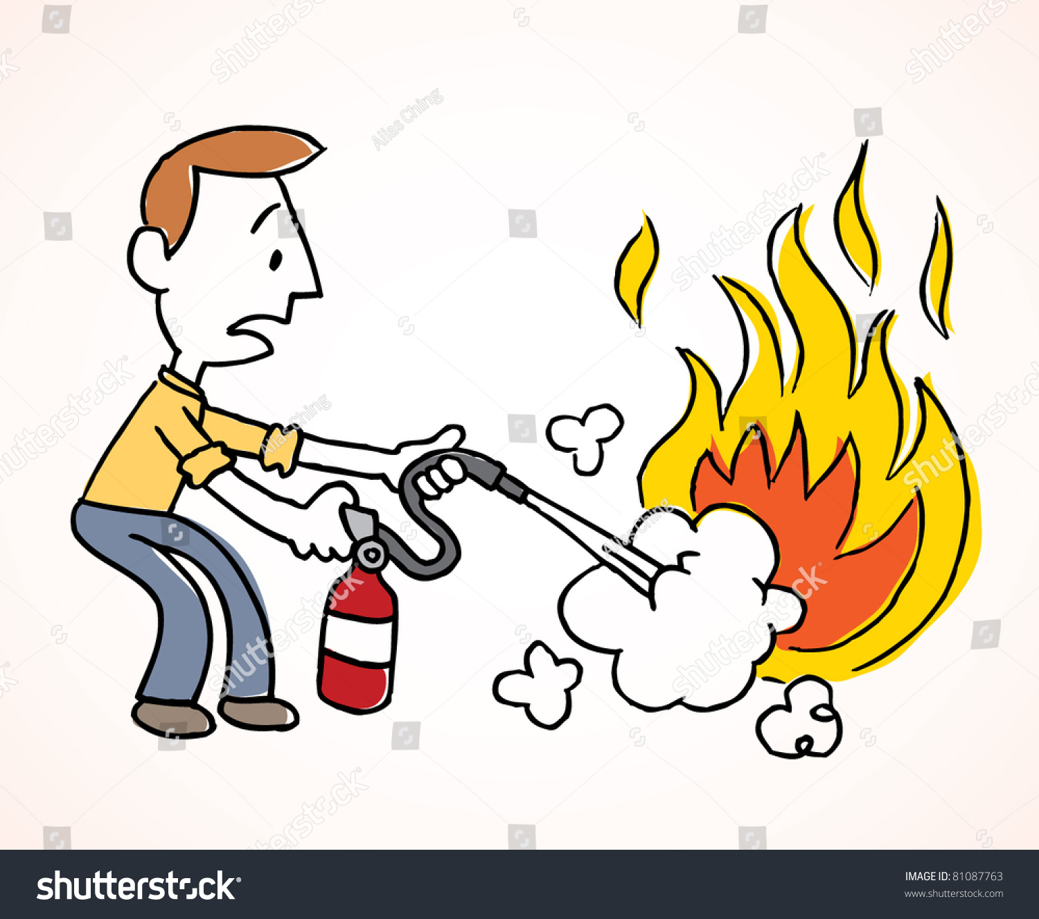 Man Putting Out A Fire Stock Vector Illustration 81087763 : Shutterstock