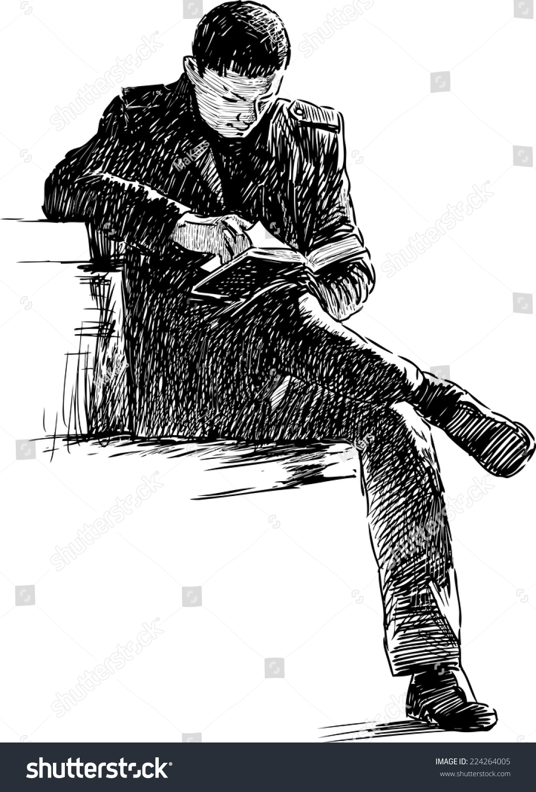 Man Reading Stock Vector 224264005 - Shutterstock