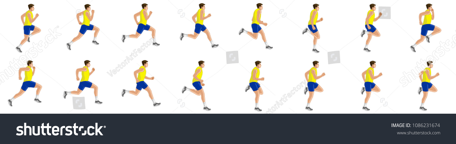 Vektor Stok Man Running Animation Sprite Sheet (Tanpa Royalti ...