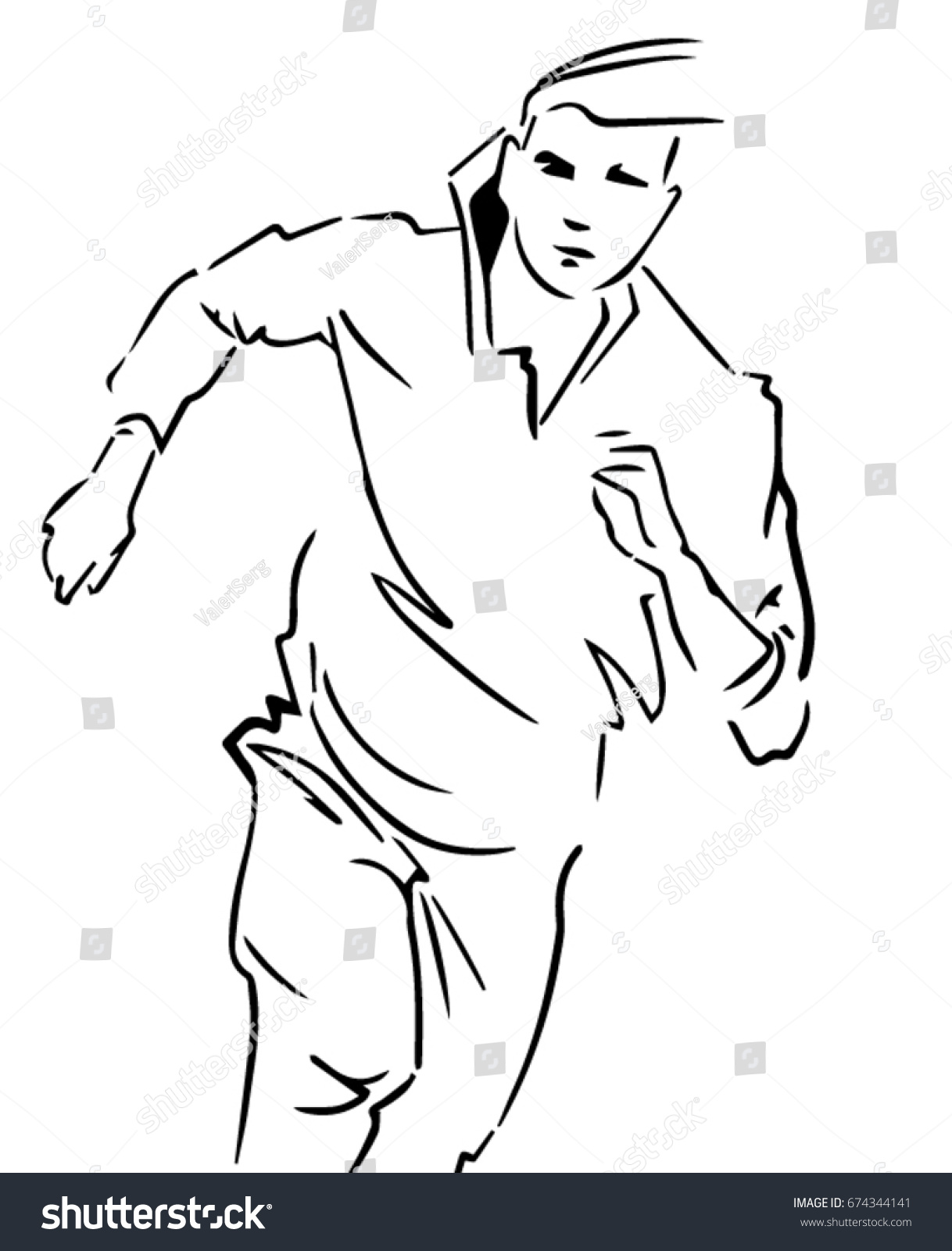 Man Running Bw Vector Sketch Stock Vector (Royalty Free) 674344141