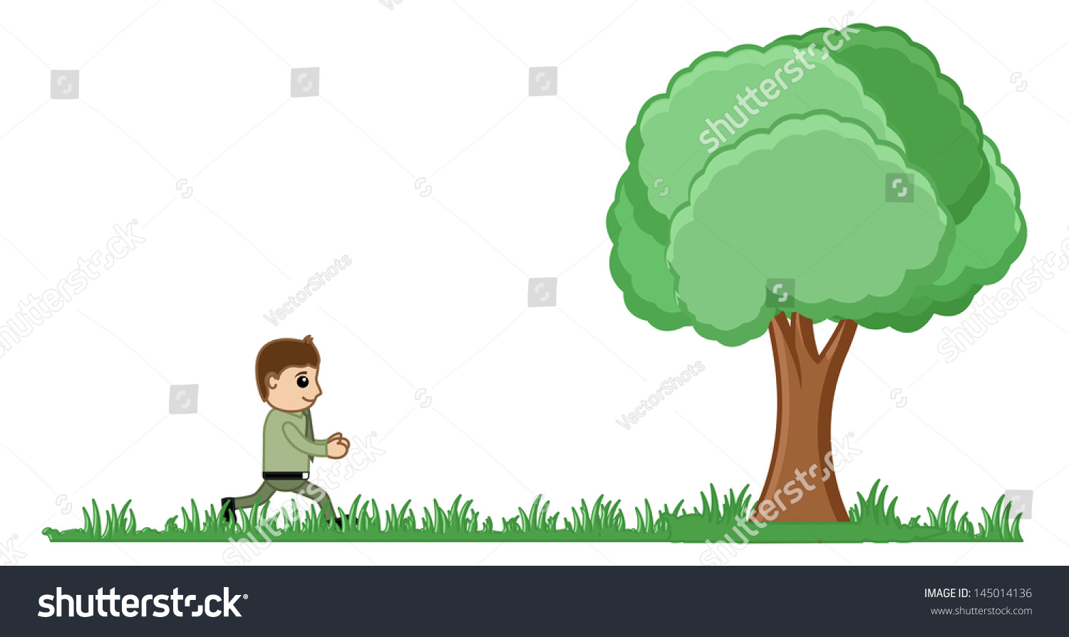 Man Running Tree Vector Illustration Stock Vector (Royalty Free) 145014136