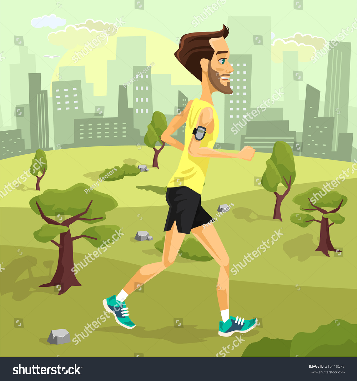 Man Runs Vector Flat Cartoon Illustration Stock Vector (Royalty Free ...
