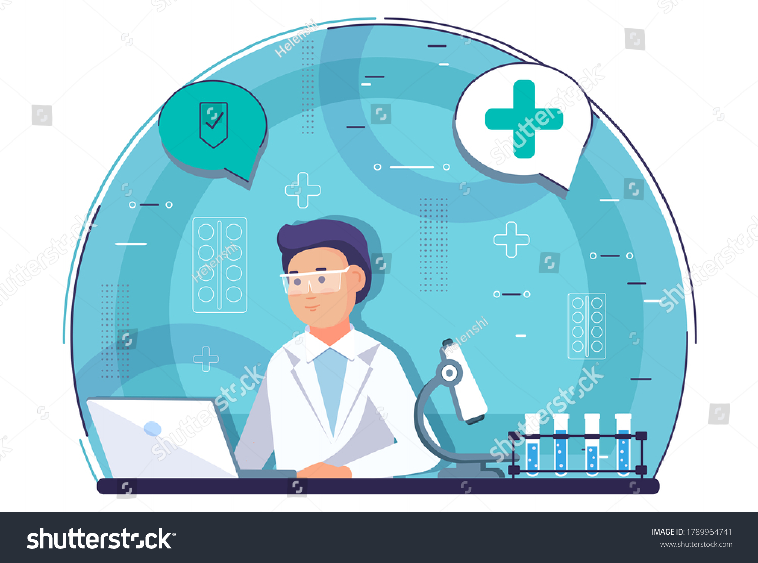 Man Scientist Research Laboratory Process Vector Stock Vector (Royalty ...