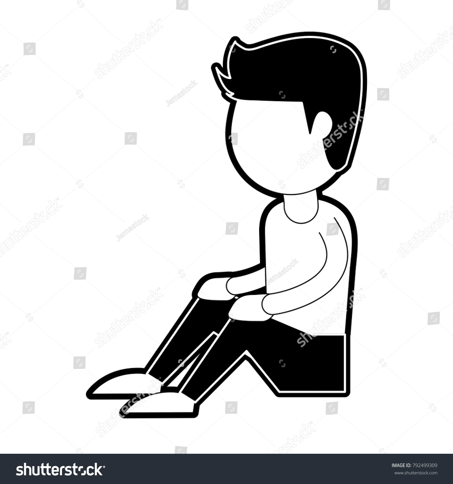 Man Seated Cartoon Stock Vector (Royalty Free) 792499309