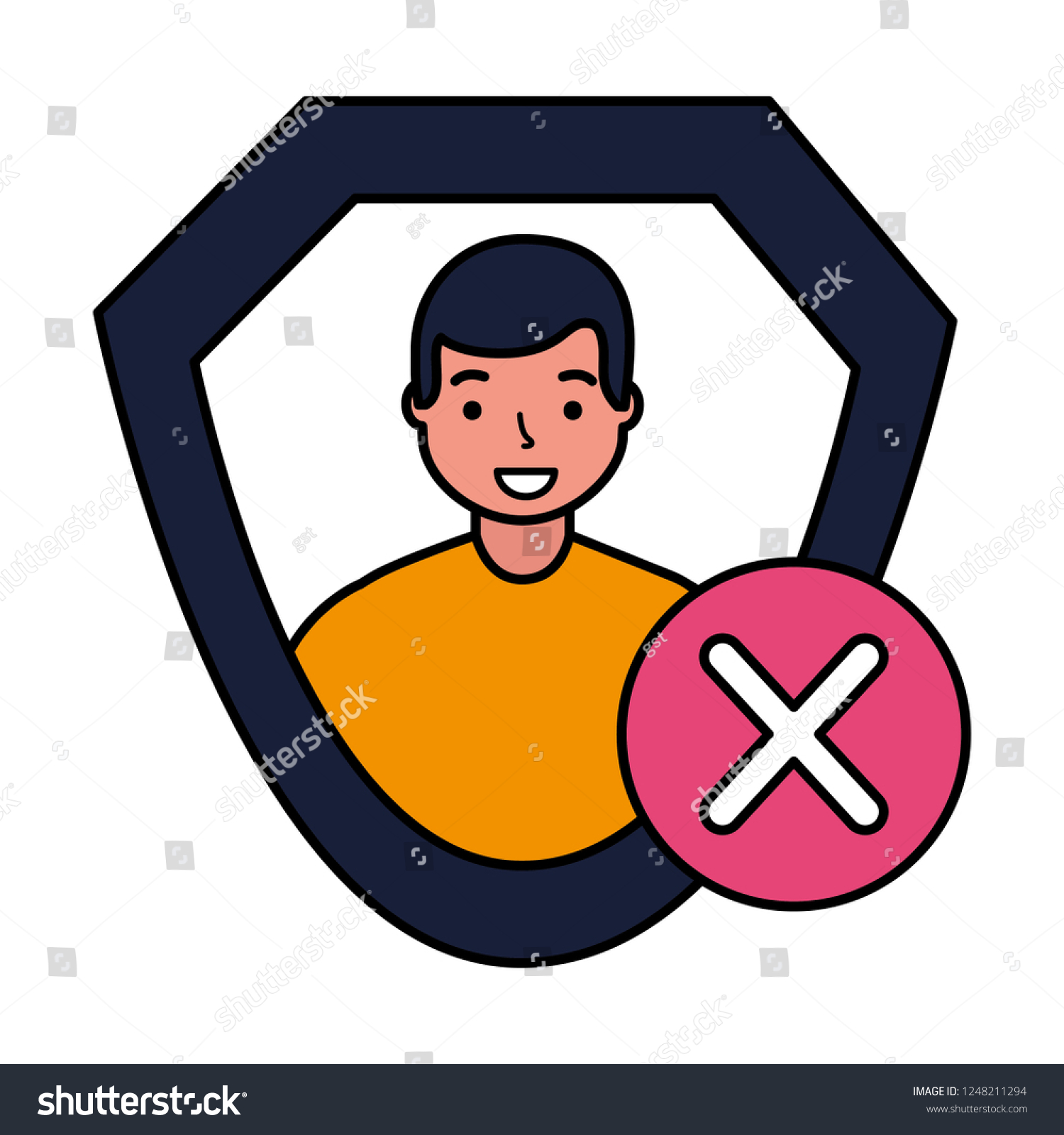 Man Shield Protection Error Sign Stock Vector (Royalty Free) 1248211294