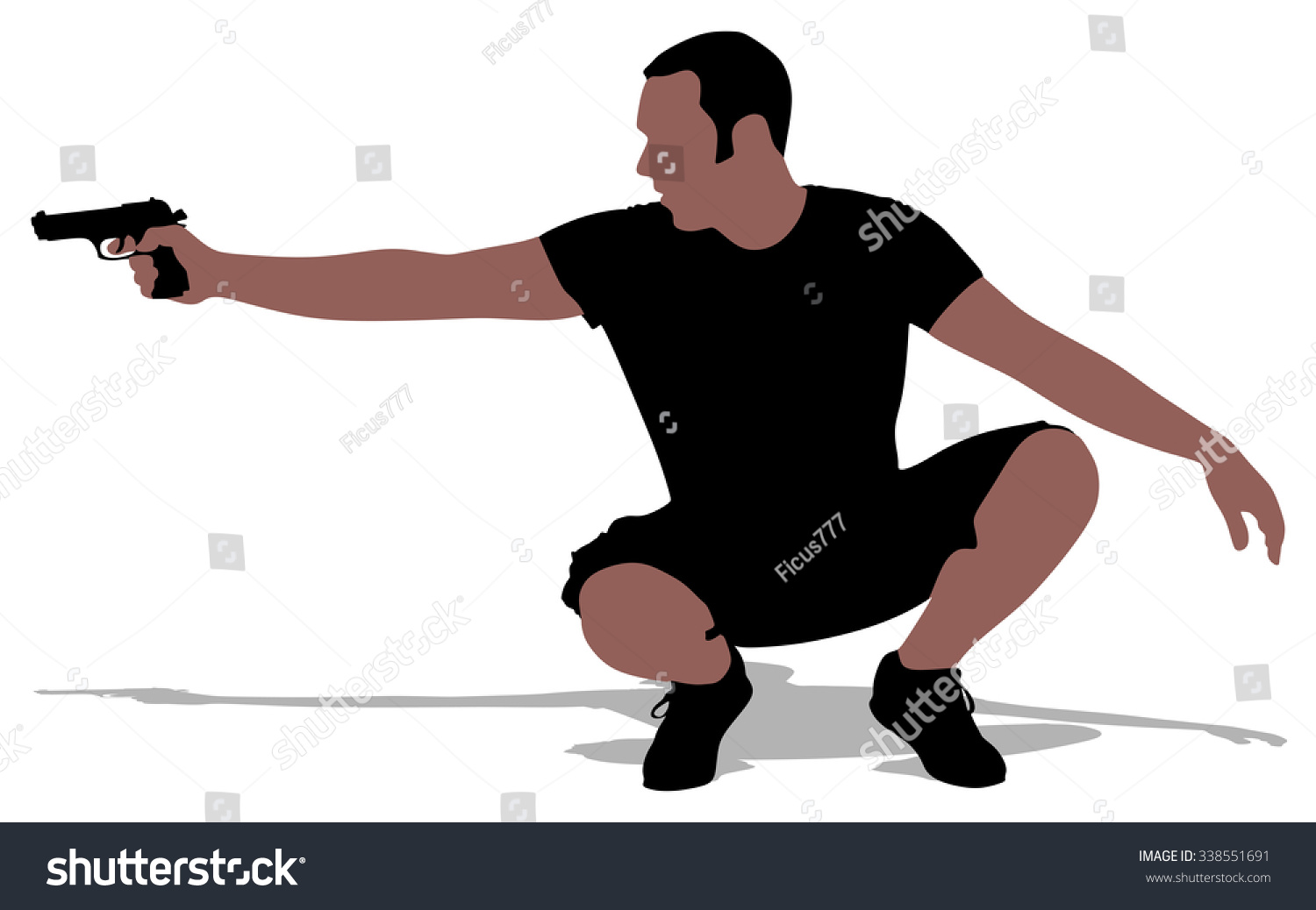 Man Shooting Gun Vector Stock Vector (Royalty Free) 338551691