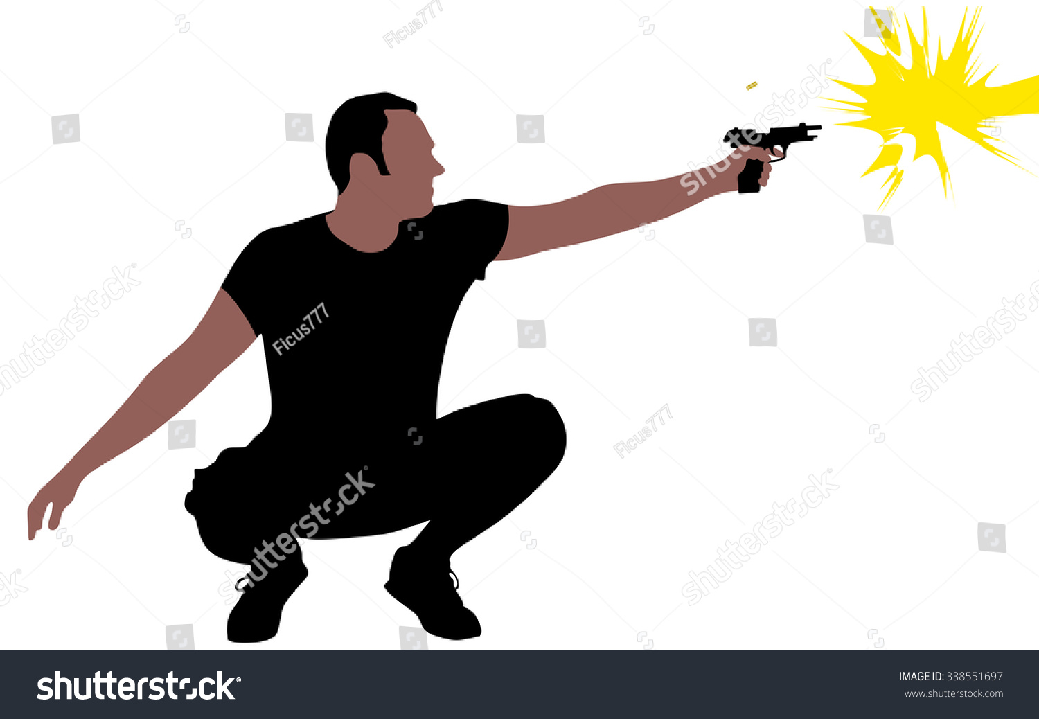 Man Shooting Gun Vector Stock Vector (Royalty Free) 338551697