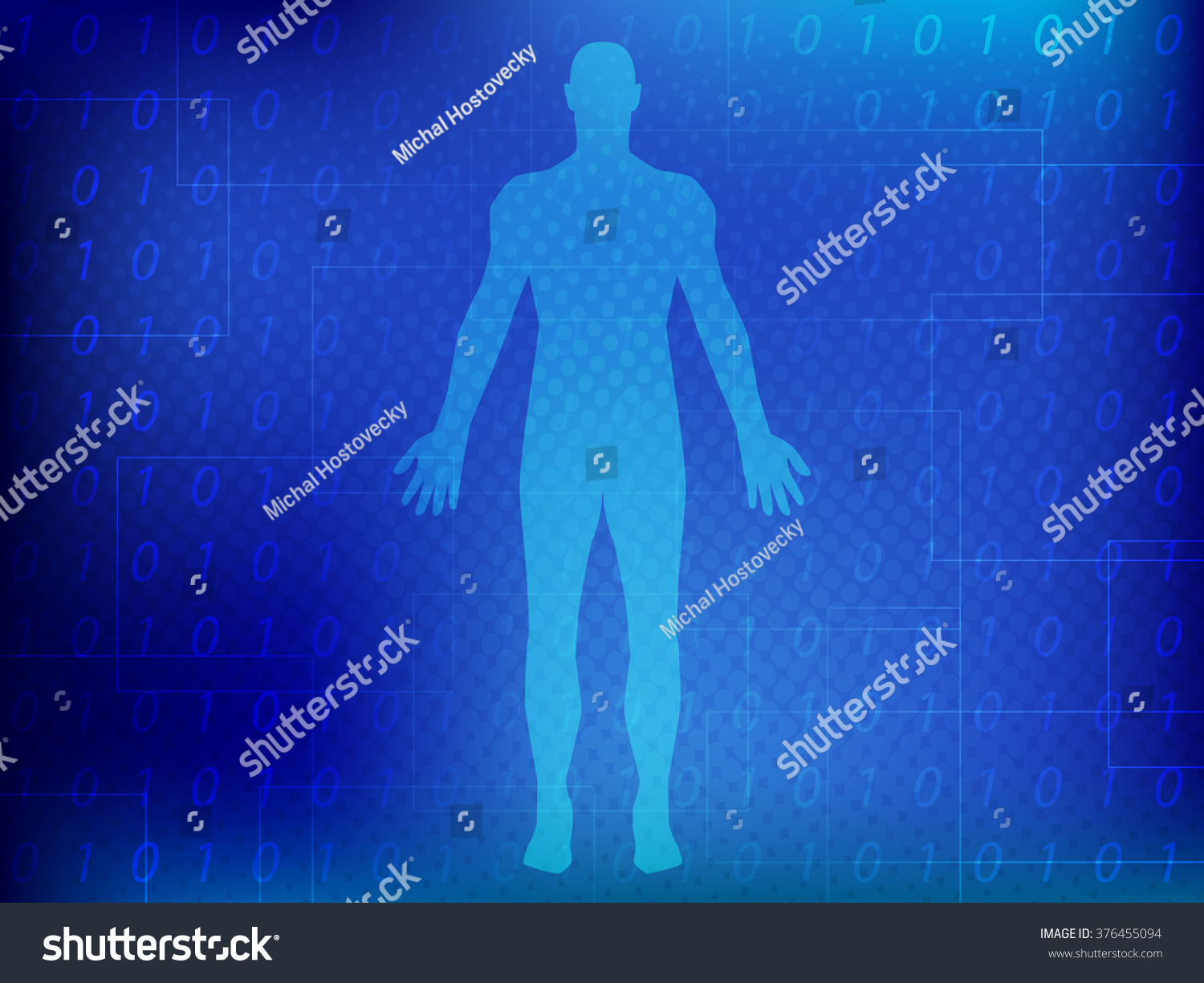 Man Silhouette Blue Digital Background Stock Vector (Royalty Free ...