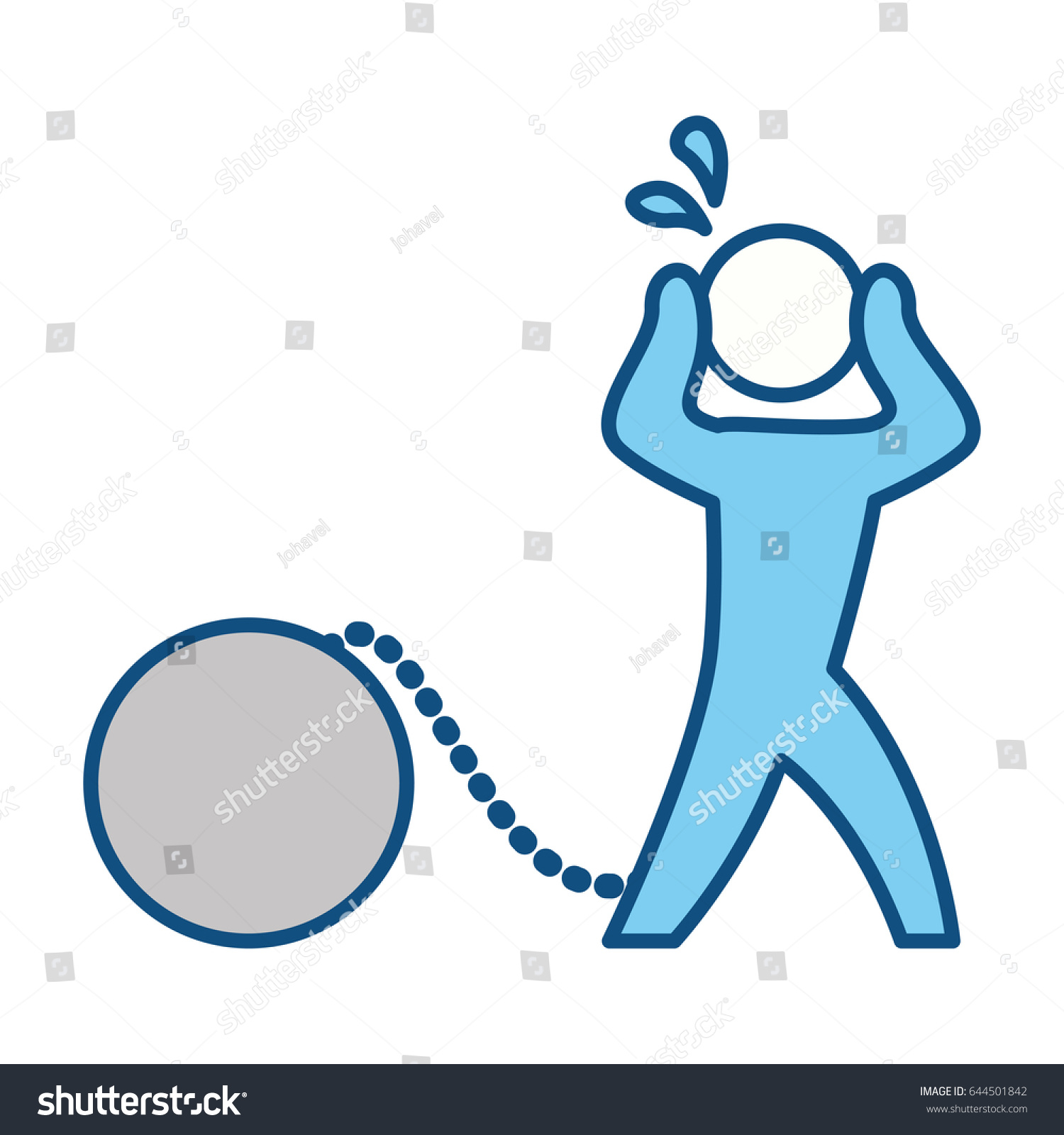 Man Silhouette Chained Stock Vector (Royalty Free) 644501842 | Shutterstock