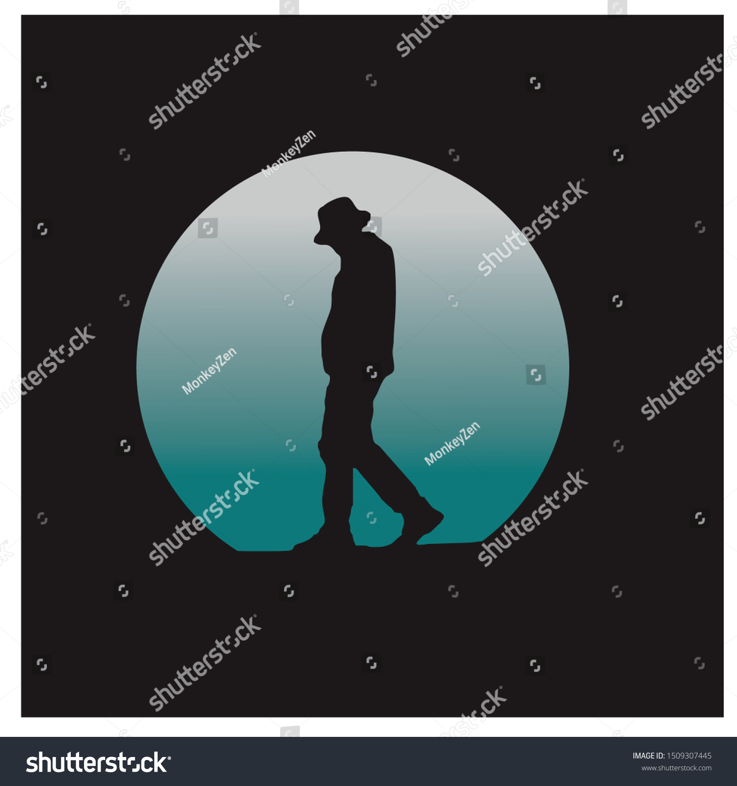 Man Silhouette Character Vector Circle Background Stock Vector (Royalty ...